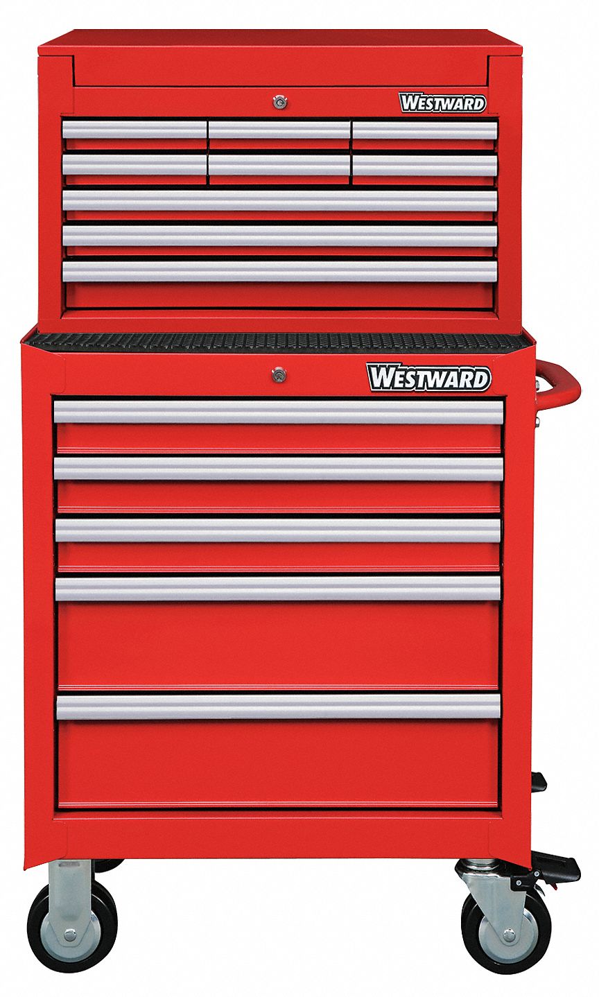 WESTWARD, 14 Drawers, Light Duty, Tool Chest and Cabinet Combination ...