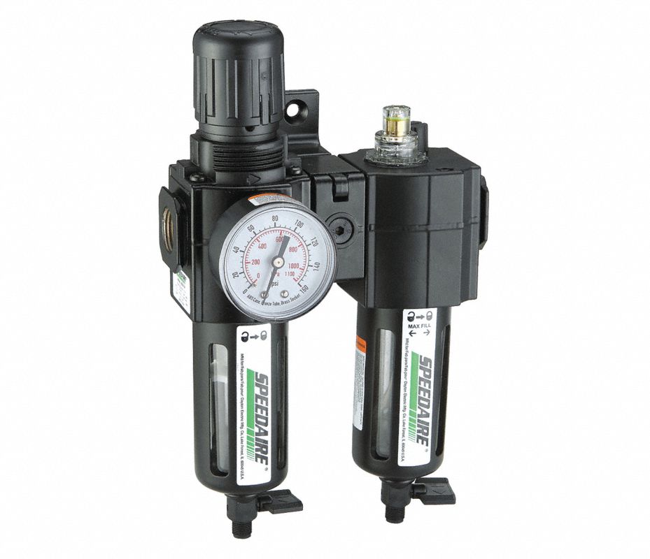 SPEEDAIRE Filtro/Regulador/Lubricador, 3/8" NPT, Rango de Ajuste 5 a 150 psi - 7D707 | 7D707 ...