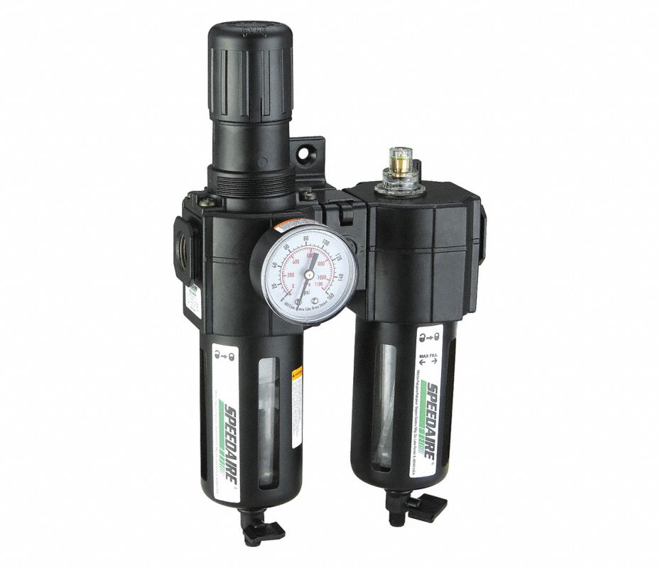 SPEEDAIRE Filtro/Regulador/Lubricador, 1/2" NPT, Rango de Ajuste 5 a 150 psi - 7D731 | 7D731 ...