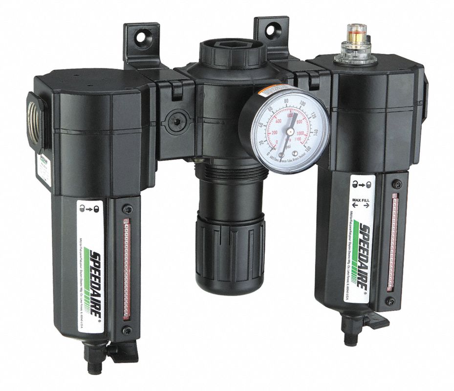 SPEEDAIRE Filtro/Regulador/Lubricador, 3/4" NPT, Rango de Ajuste 5 a 150 psi - 7D740 | 7D740 ...