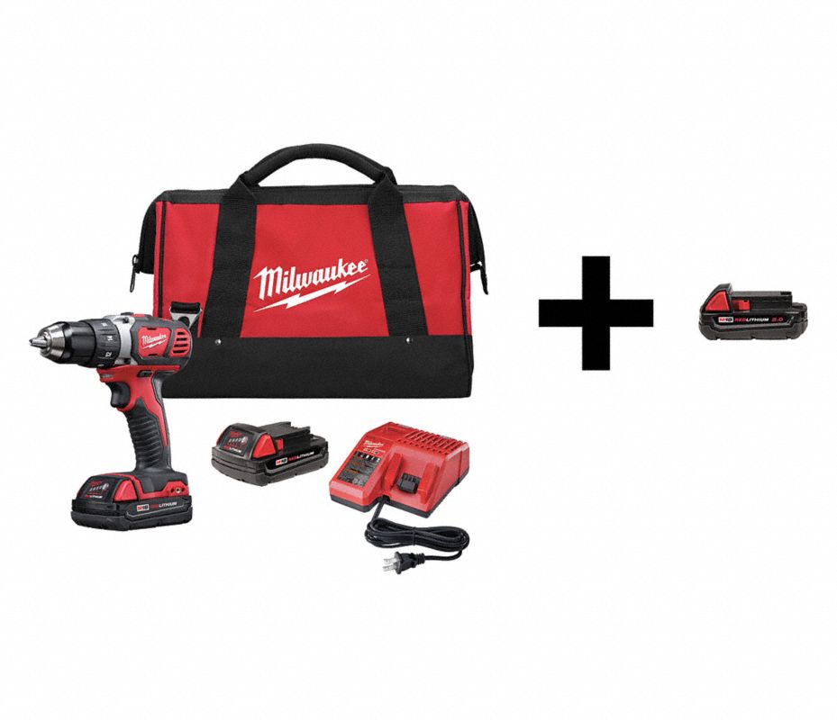 MILWAUKEE Kit de Taladro Inalámbrico, 18.0, Sí, 1.5A/hr. - Taladros ...