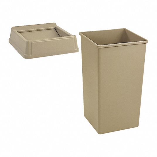 RUBBERMAID COMMERCIAL PRODUCTS, Square, Swing Top, Trash Can - 7YA66 ...