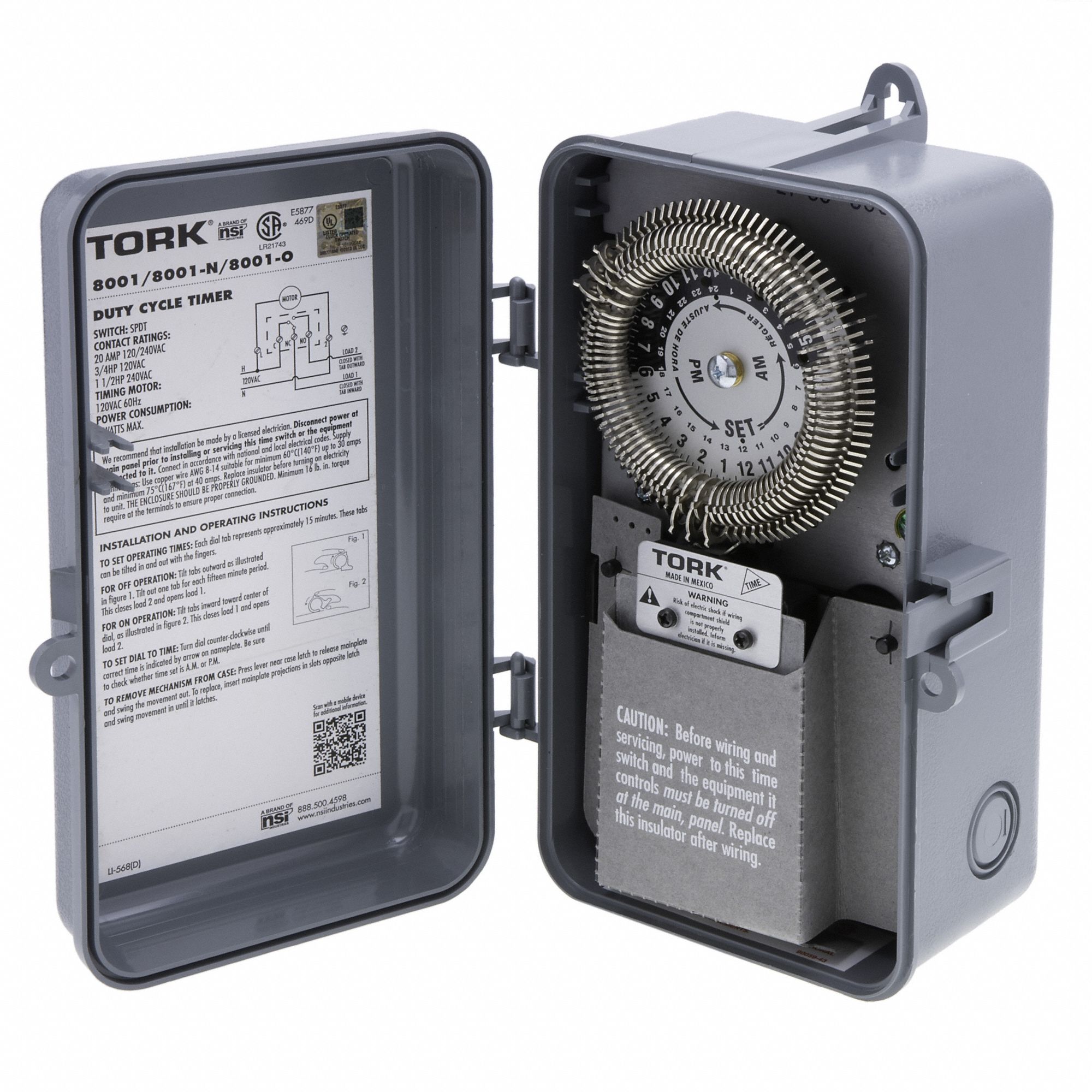 TORK, 24 hr, 120V AC, Electromechanical Cycle Timer - 173M77|8001-N ...