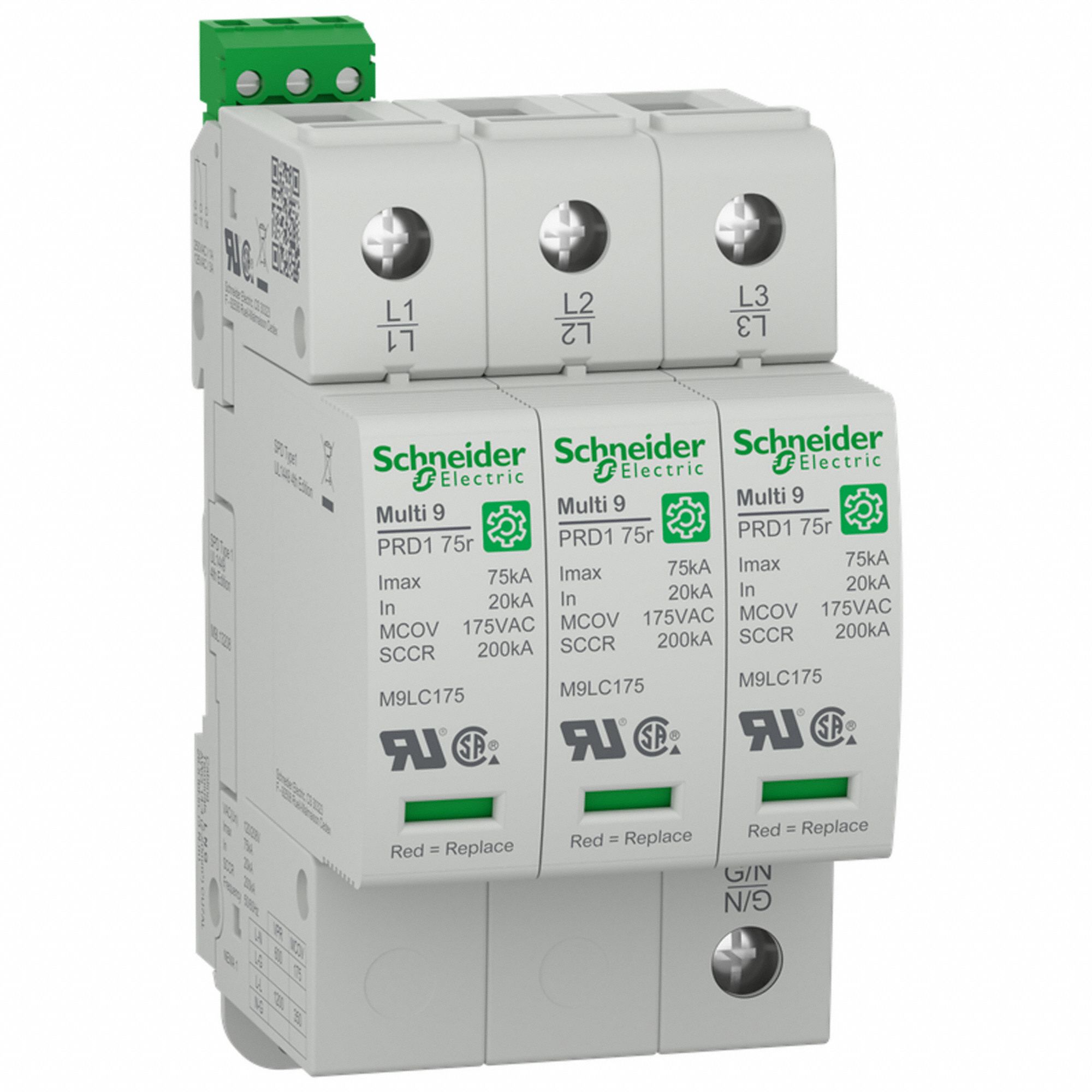 SCHNEIDER ELECTRIC, Three Phase, 120/208V AC, Surge Arrester - 800DR1 ...
