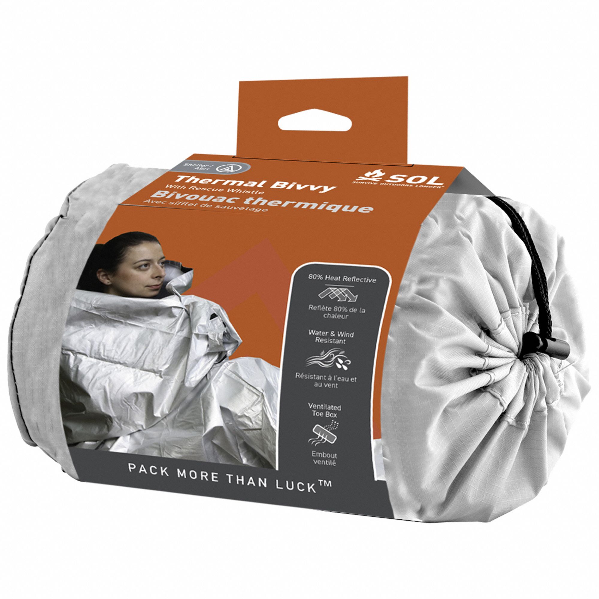 SOL, Silver, Synthetic Fiber, Thermal Bivvy with Rescue Whistle ...