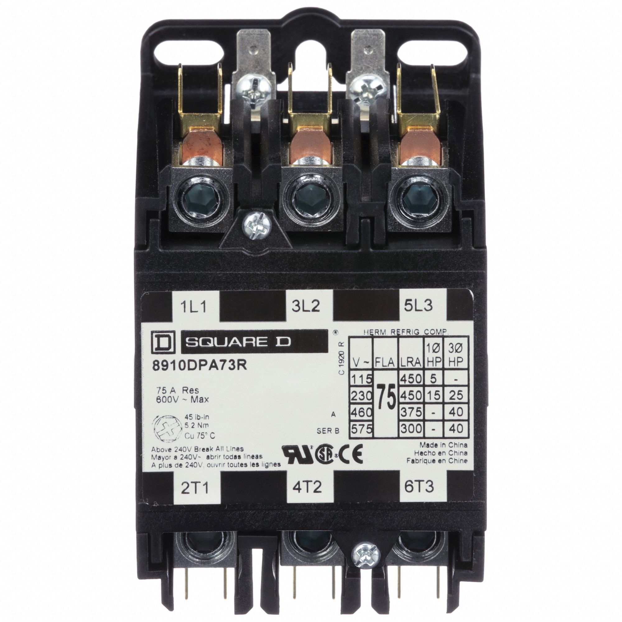 SQUARE D, 3 Poles, 208-240V AC, Definite Purpose Contactor - 800JW5 ...