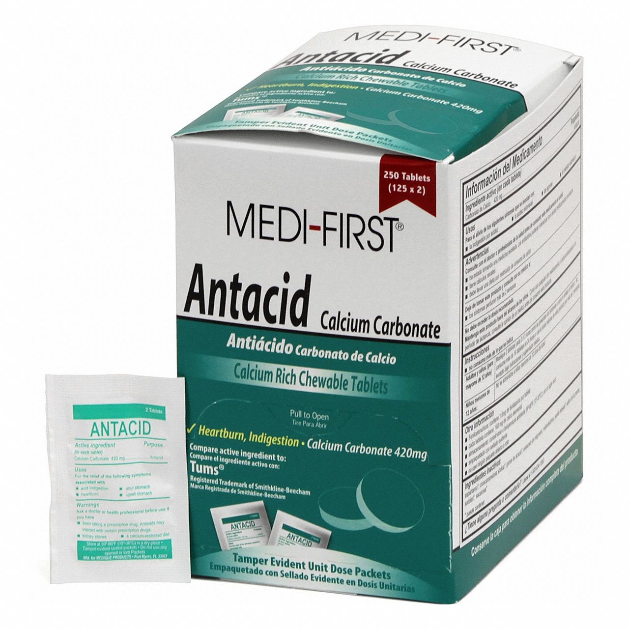MEDI-FIRST, Mint, 125 Individual Doses, Antacids and Indigestion ...