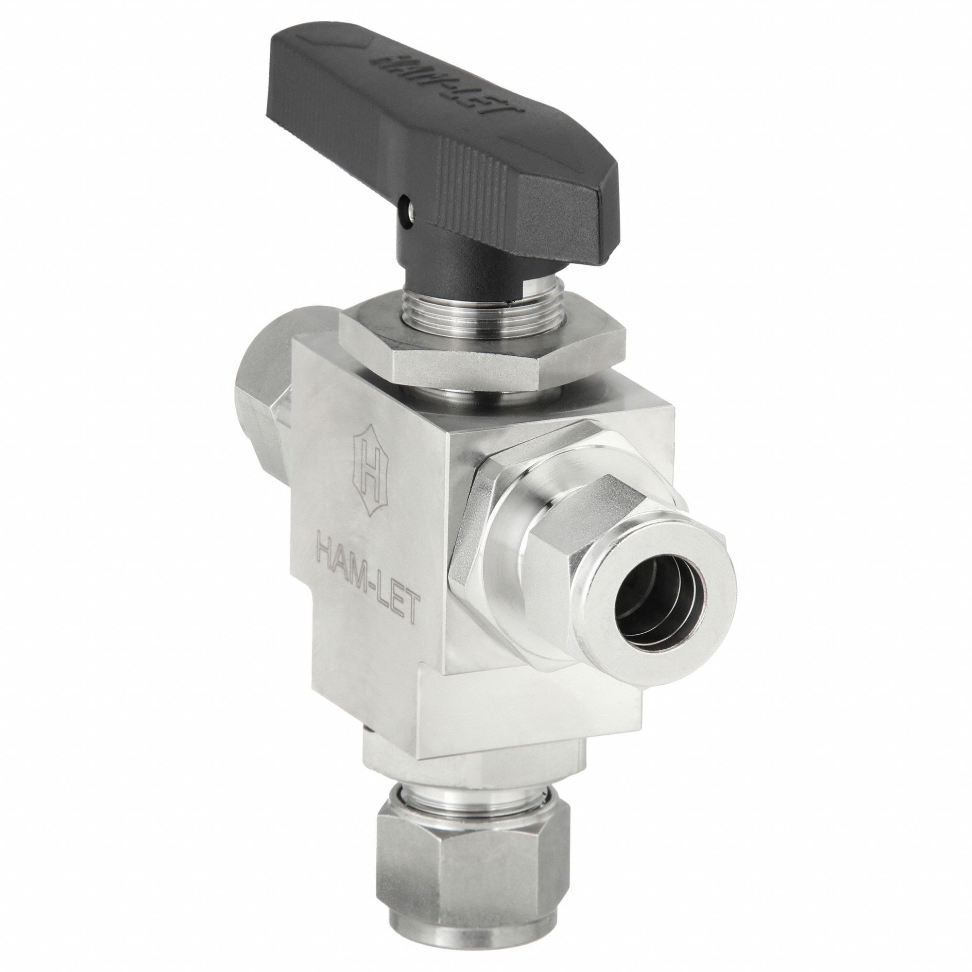 HAM-LET, 1/2 in, 316 Stainless Steel, Manual Three-Way Ball Valve ...