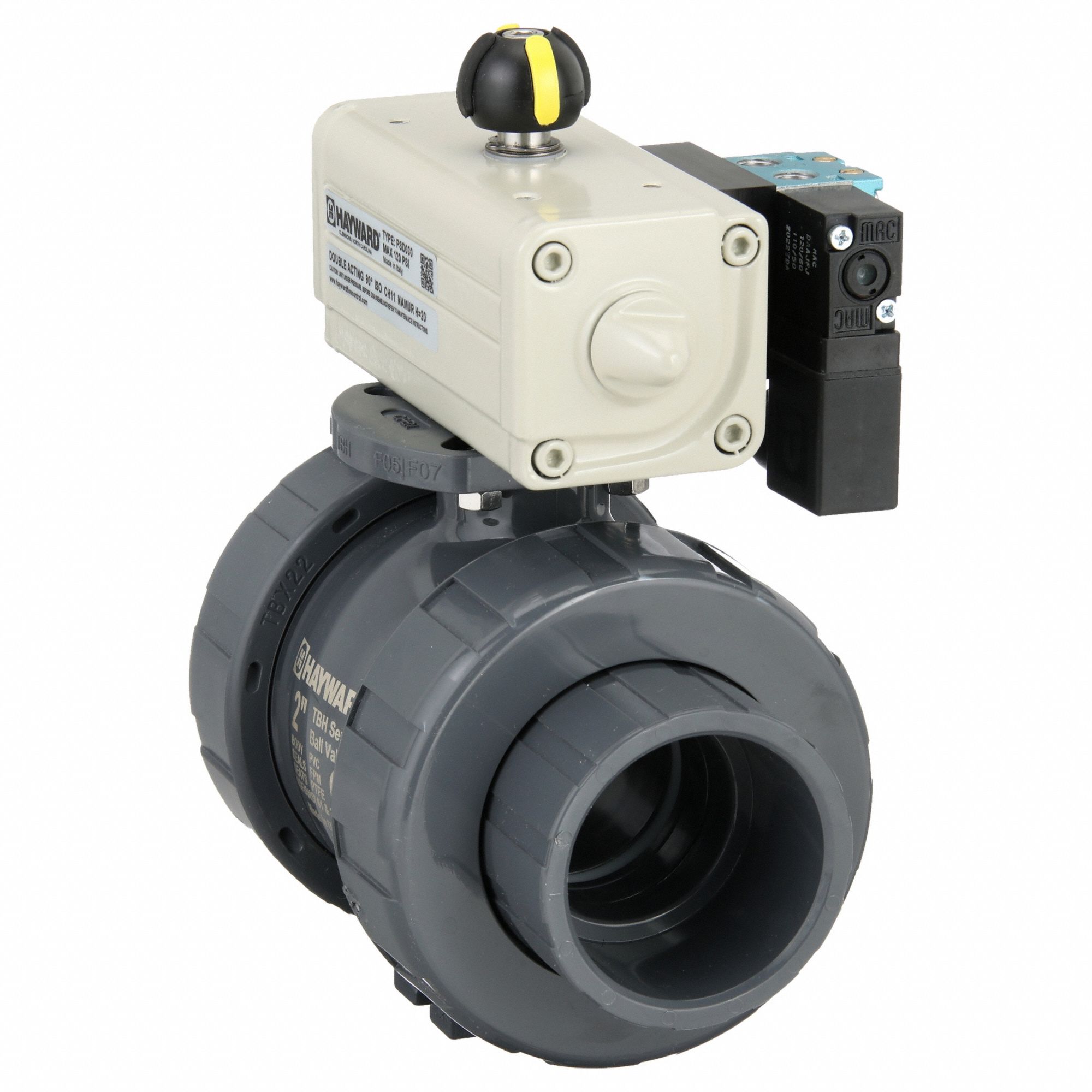 HAYWARD FLOW CONTROL, 2 in, PVC, Pneumatically Actuated Two-Way Ball ...