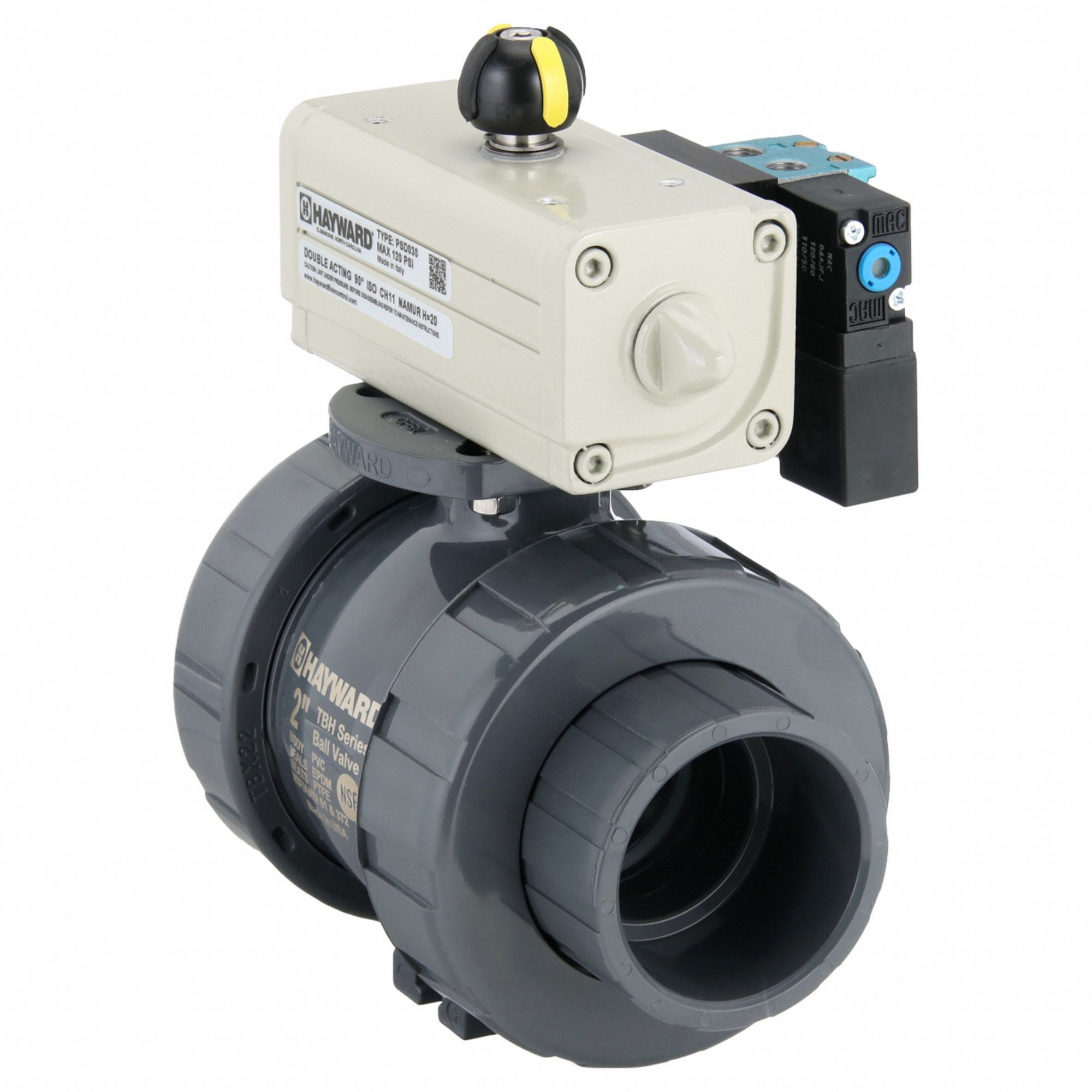HAYWARD FLOW CONTROL, 2 in, PVC, Pneumatically Actuated Two-Way Ball ...
