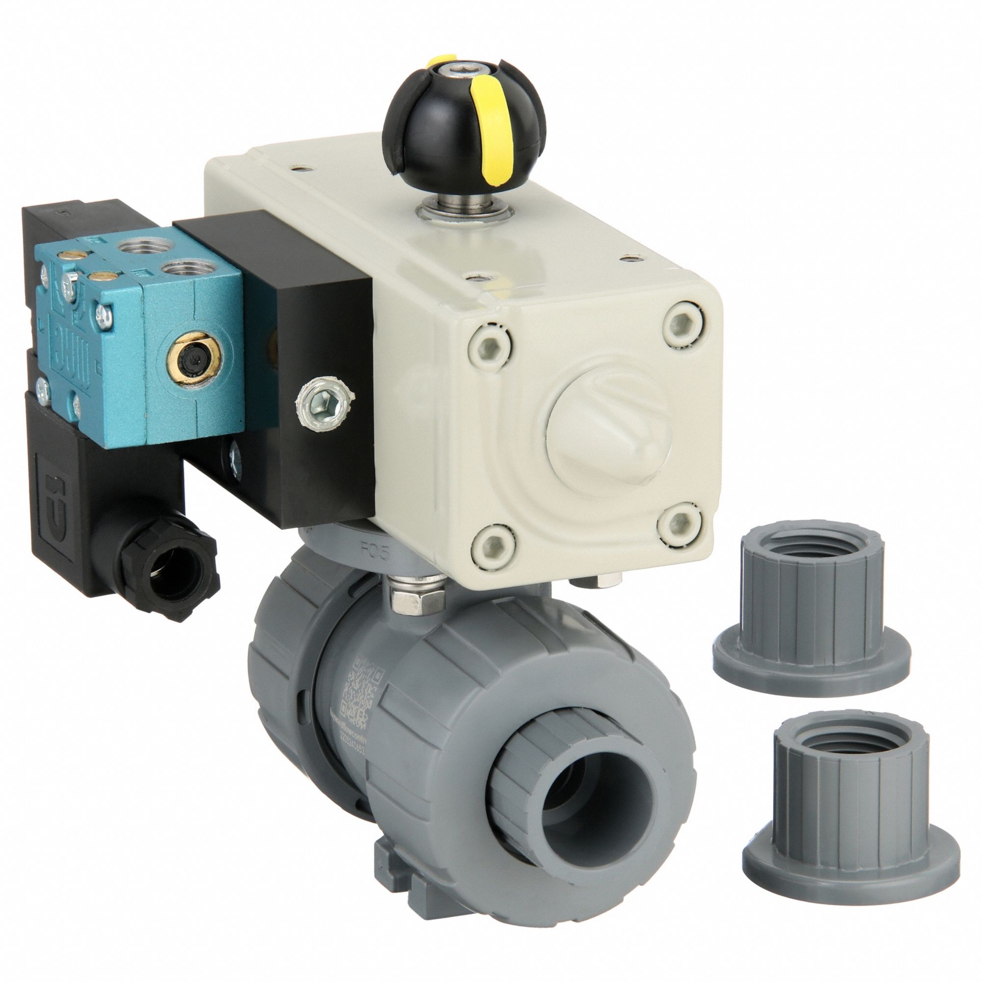 HAYWARD FLOW CONTROL, 1/2 in, CPVC, Pneumatically Actuated Two-Way Ball ...