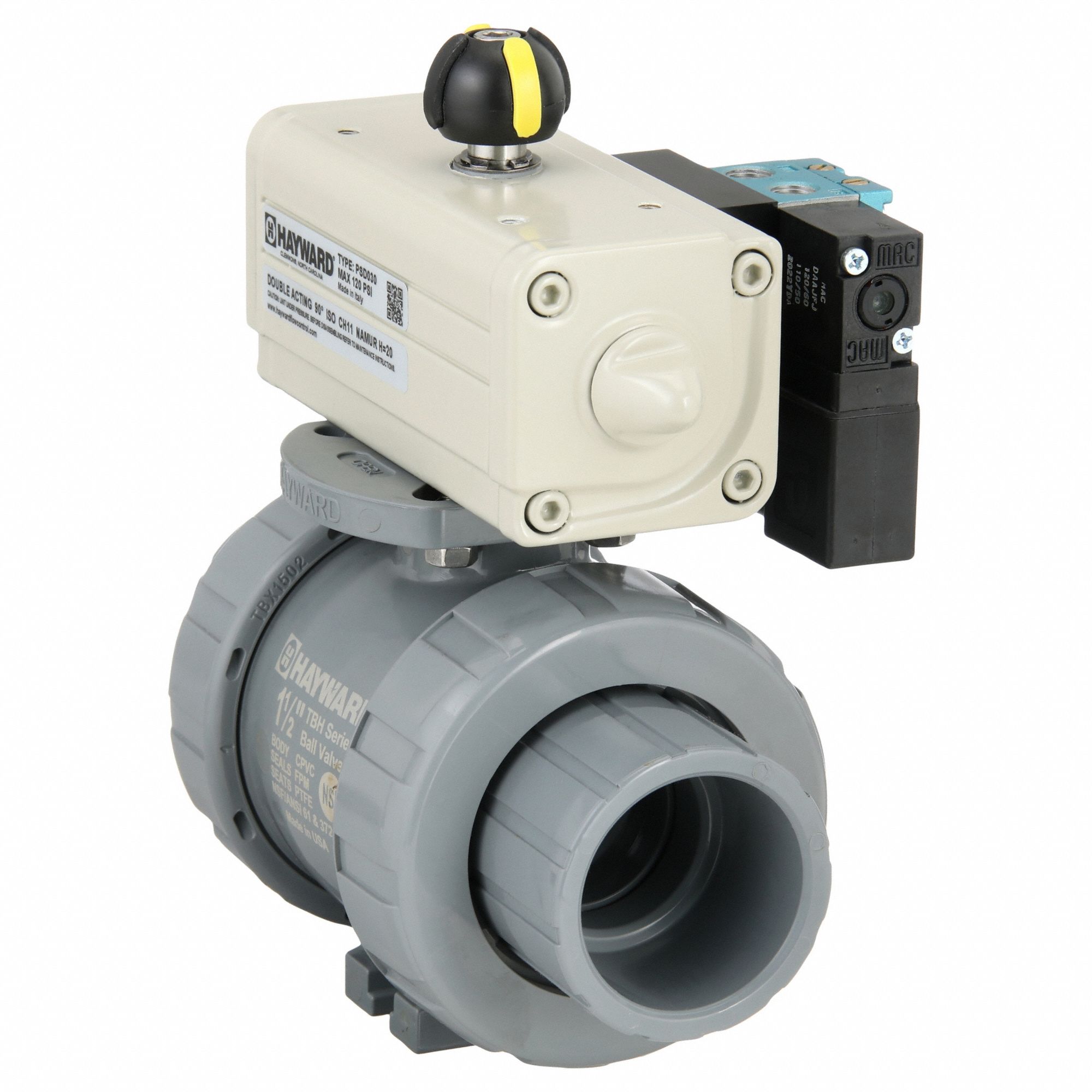 HAYWARD FLOW CONTROL, 1 1/2 in, CPVC, Pneumatically Actuated Two-Way ...