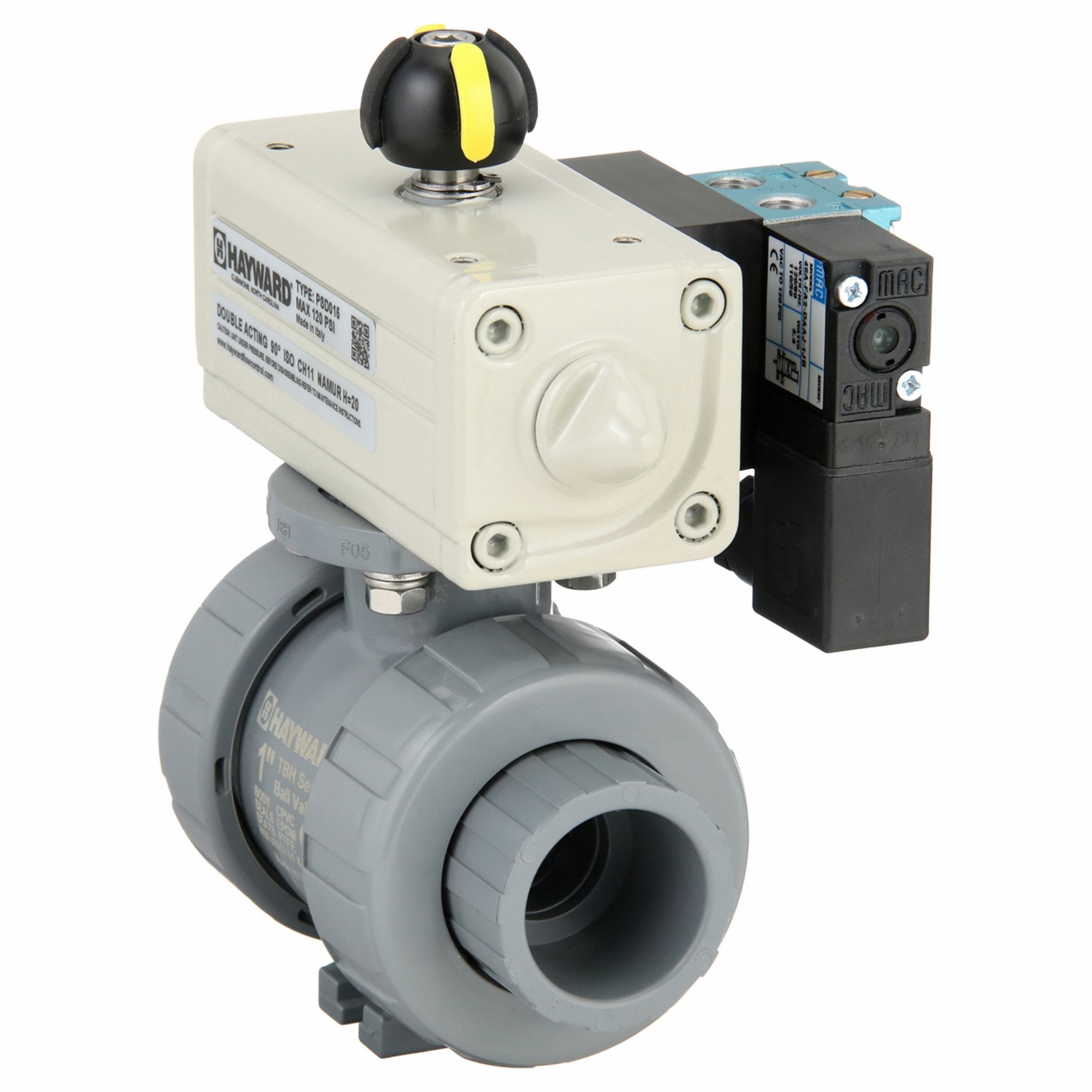 HAYWARD FLOW CONTROL, 1 in, CPVC, Pneumatically Actuated Two-Way Ball ... HAYWARD FLOW CONTROL, 1 in, CPVC, Pneumatically Actuated Two-Way Ball ...