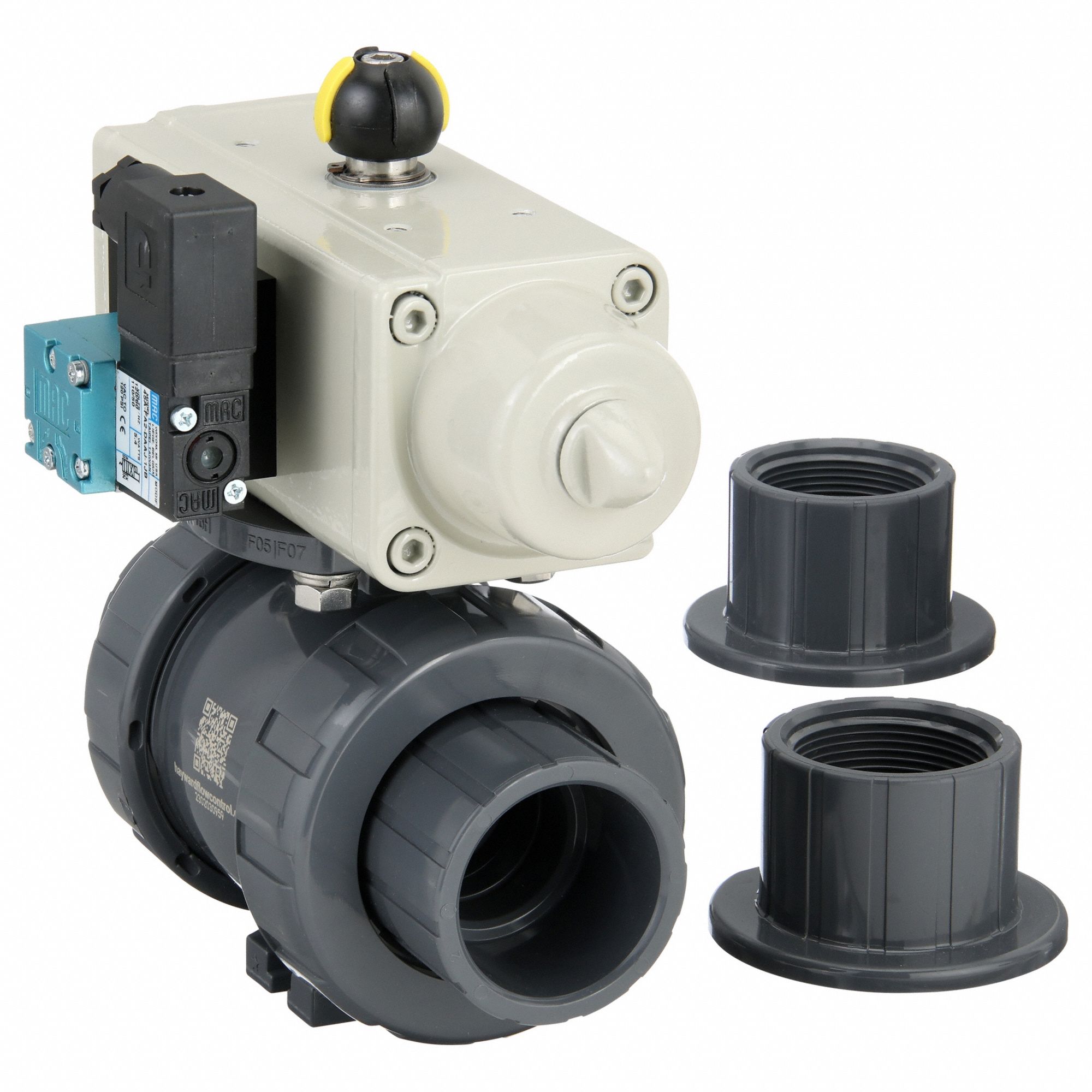 HAYWARD FLOW CONTROL, 1 1/2 in, PVC, Pneumatically Actuated Two-Way ...