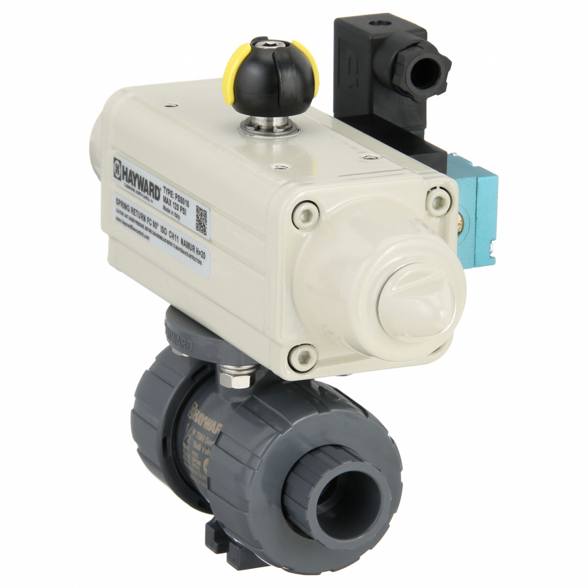 HAYWARD FLOW CONTROL, 1/2 in, PVC, Pneumatically Actuated Two-Way Ball ...