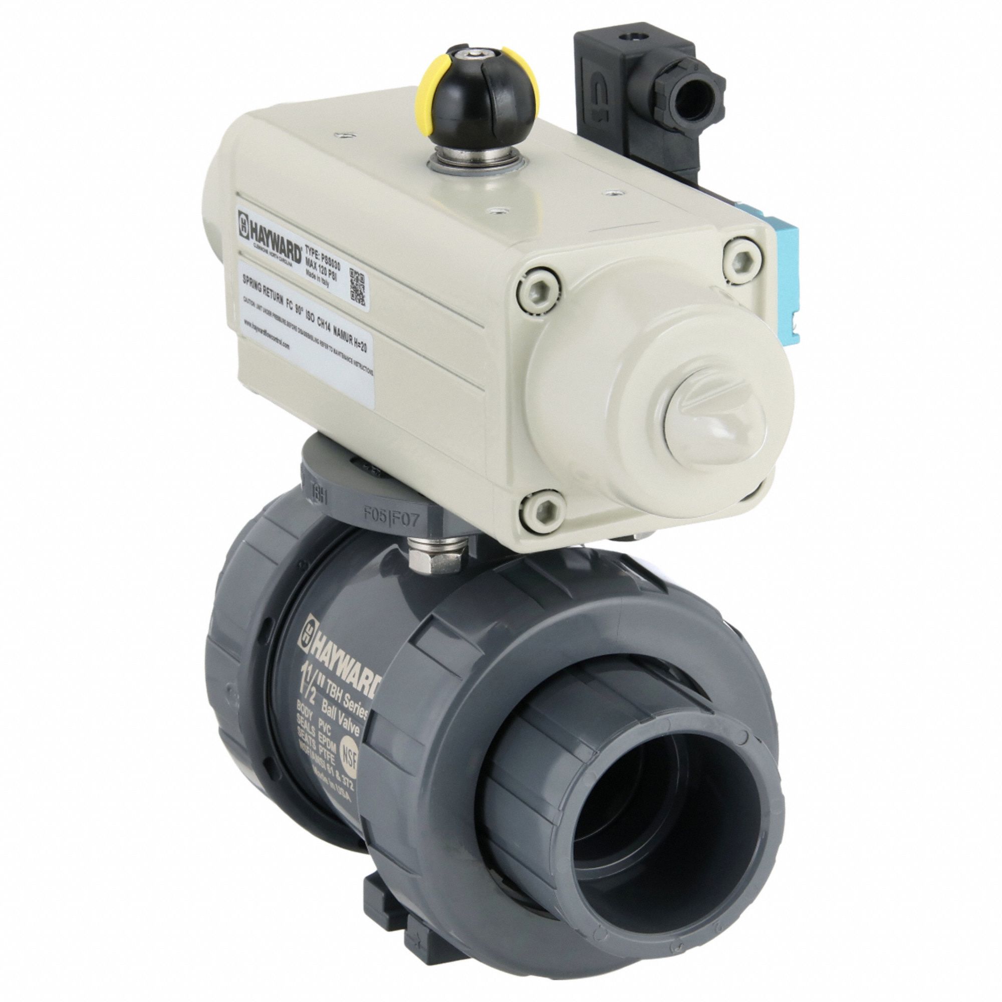 HAYWARD FLOW CONTROL, 1 1/2 in, PVC, Pneumatically Actuated Two-Way ...