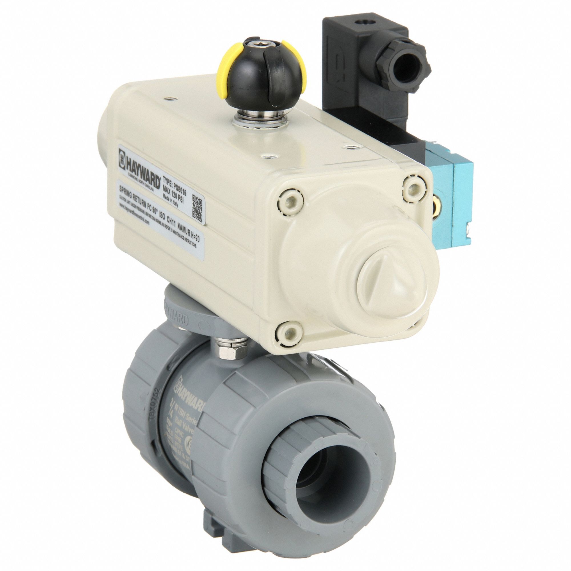 HAYWARD FLOW CONTROL, 3/4 in, CPVC, Pneumatically Actuated Two-Way Ball ...