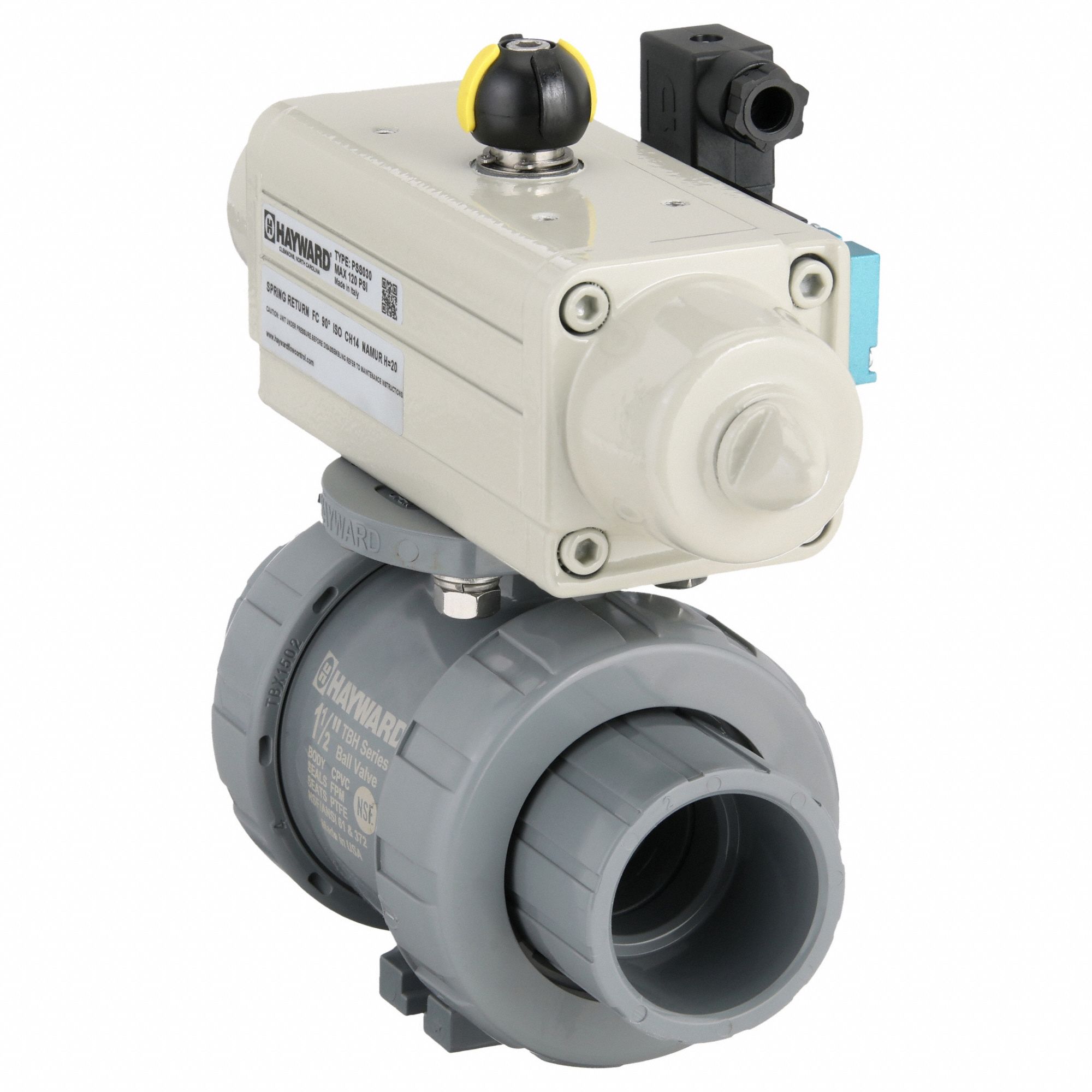 HAYWARD FLOW CONTROL, 1 1/2 in, CPVC, Pneumatically Actuated Two-Way ...