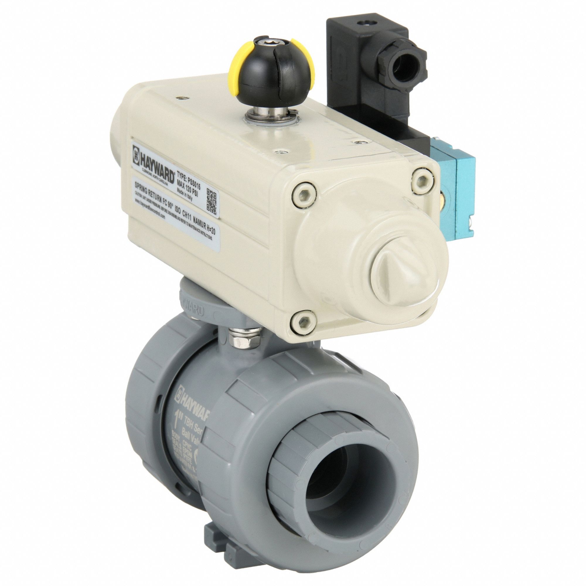 HAYWARD FLOW CONTROL, 1 in, CPVC, Pneumatically Actuated Two-Way Ball ...
