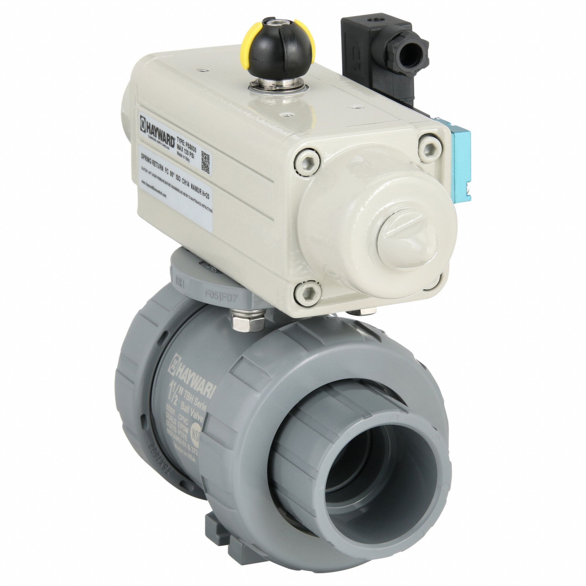 HAYWARD FLOW CONTROL, 1 1/2 in, CPVC, Pneumatically Actuated Two-Way ...