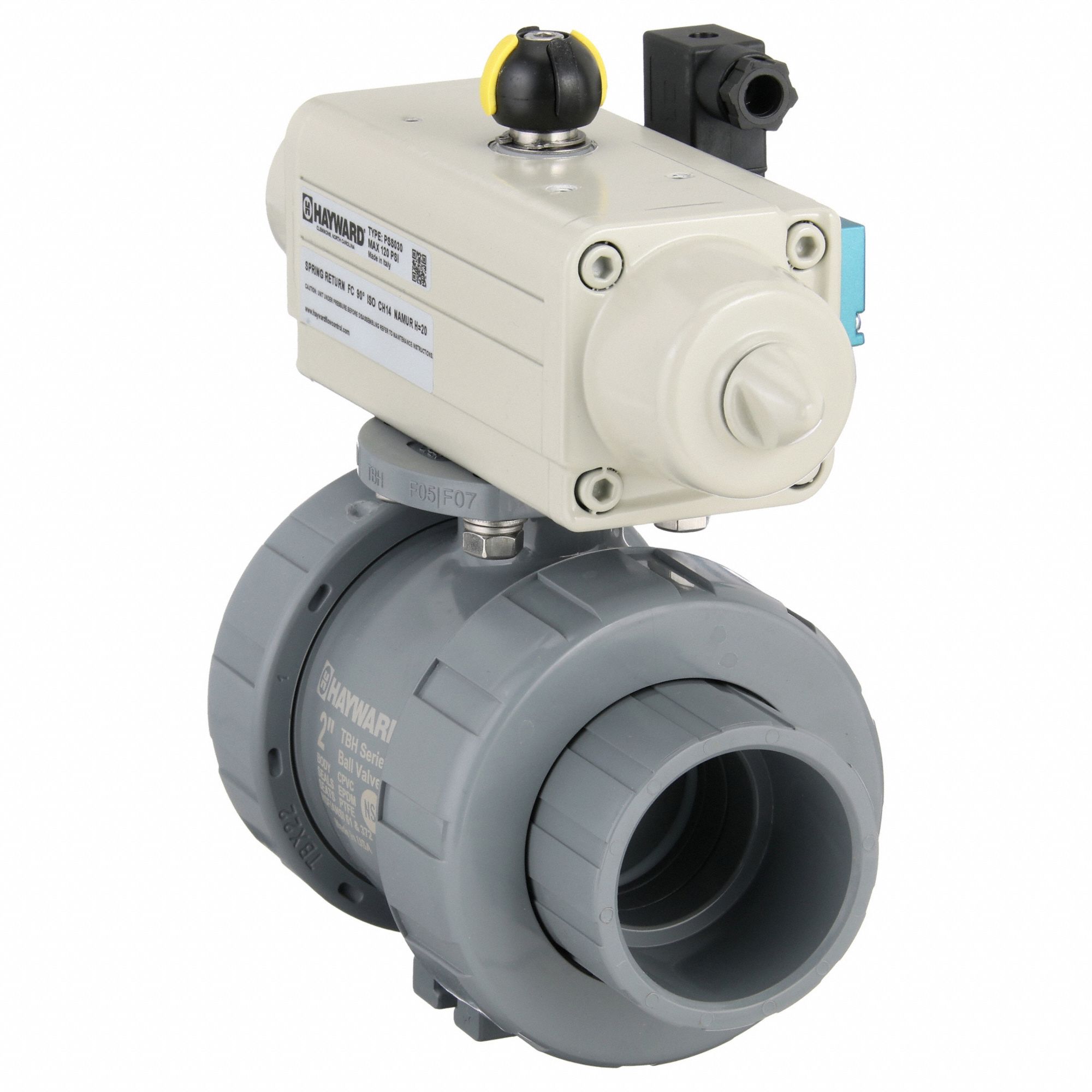 HAYWARD FLOW CONTROL, 2 in, CPVC, Pneumatically Actuated Two-Way Ball ...
