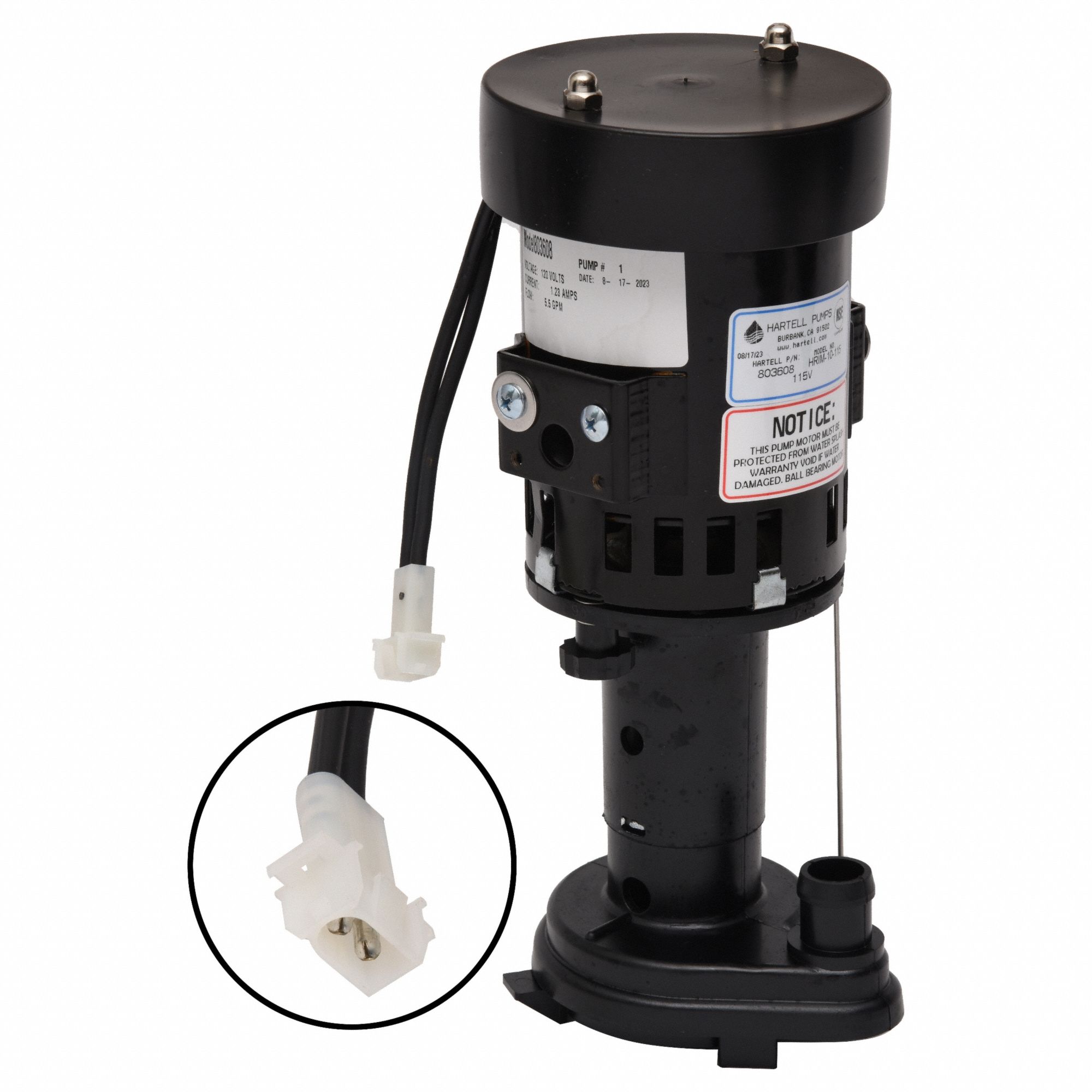 HARTELL, 11/24 hp, 115V AC, Ice Machine Pump - 811DA7|HRIM-10-115 ...
