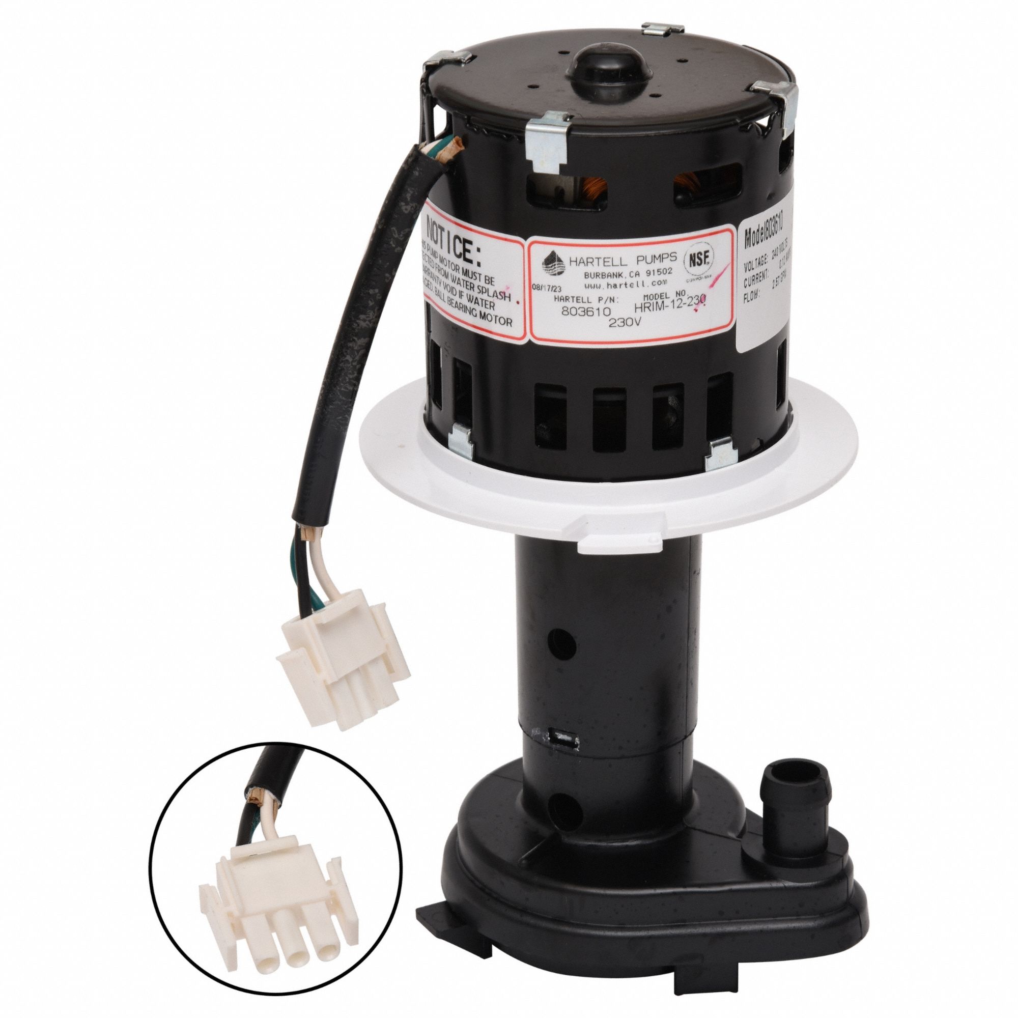HARTELL, 1/6 hp, 230V AC, Ice Machine Pump - 811DA8|HRIM-12-230 - Grainger