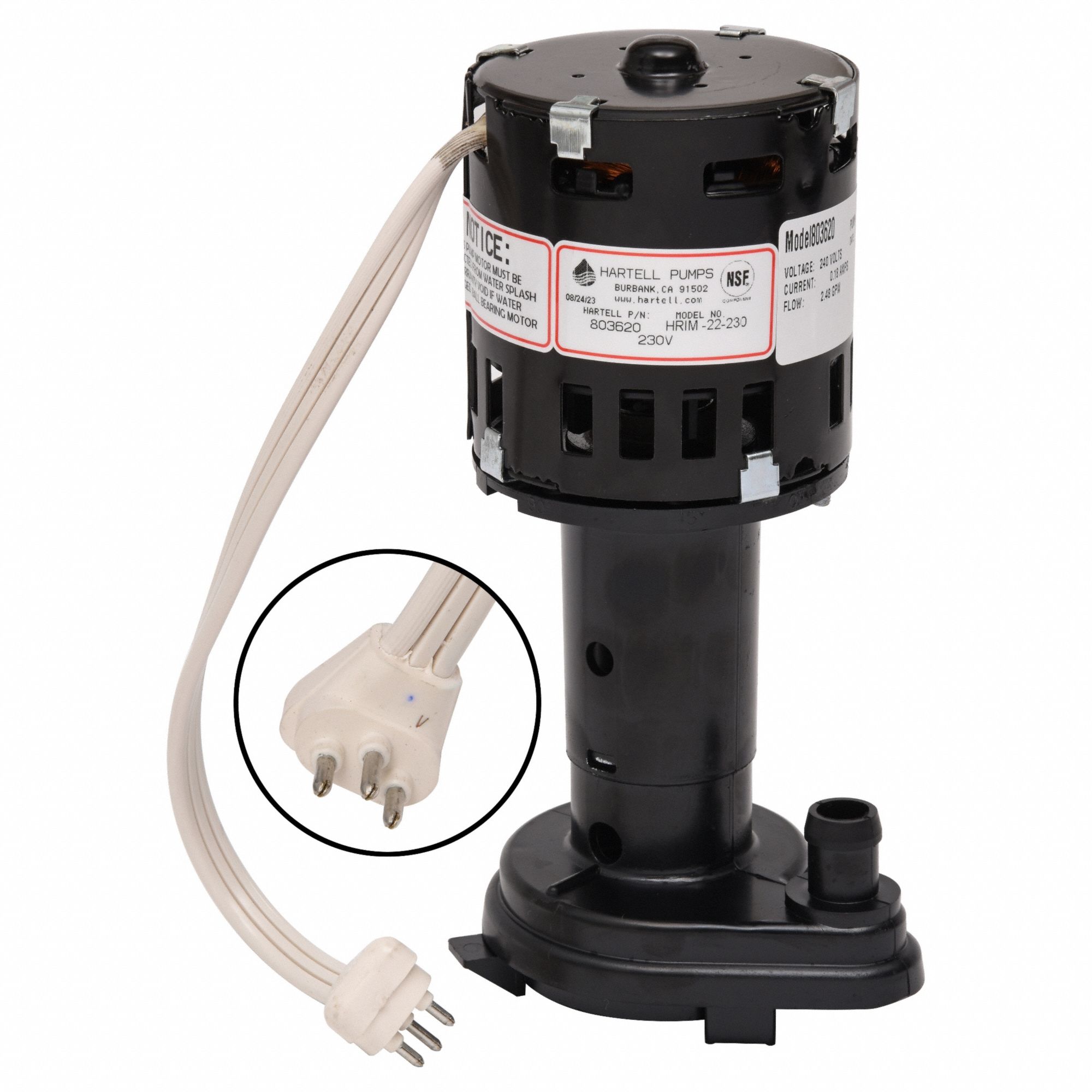 HARTELL, 1/6 hp, 230V AC, Ice Machine Pump - 811DC2|HRIM-22-230 - Grainger
