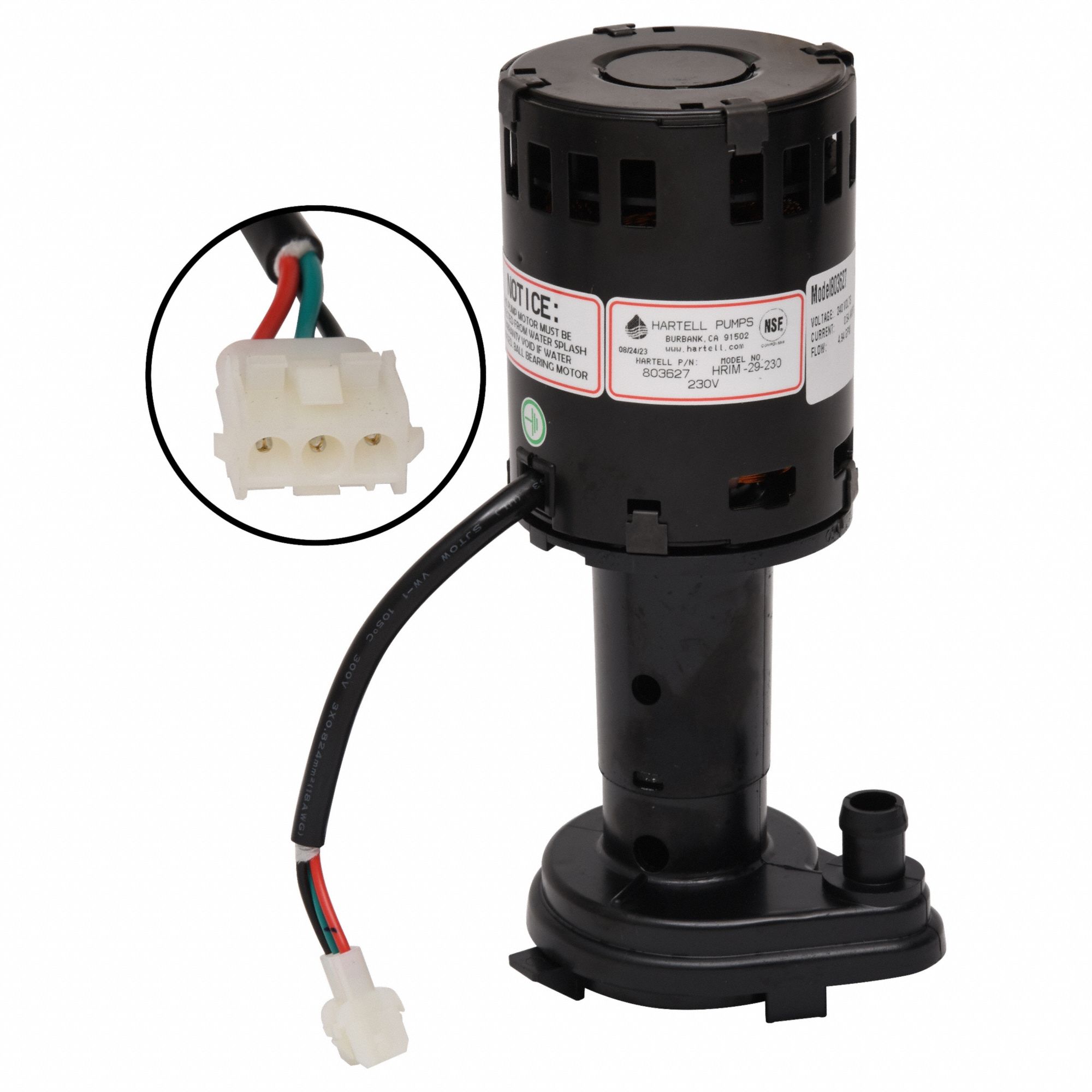 HARTELL, 1/6 hp, 230V AC, Ice Machine Pump - 811DC4|HRIM-29-230 - Grainger