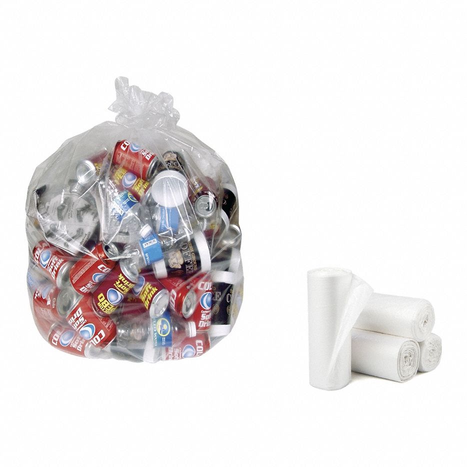 GRAINGER 803ZU8 Recycled Plastic Trash Bags,Clear,PK100 803ZU8 | eBay