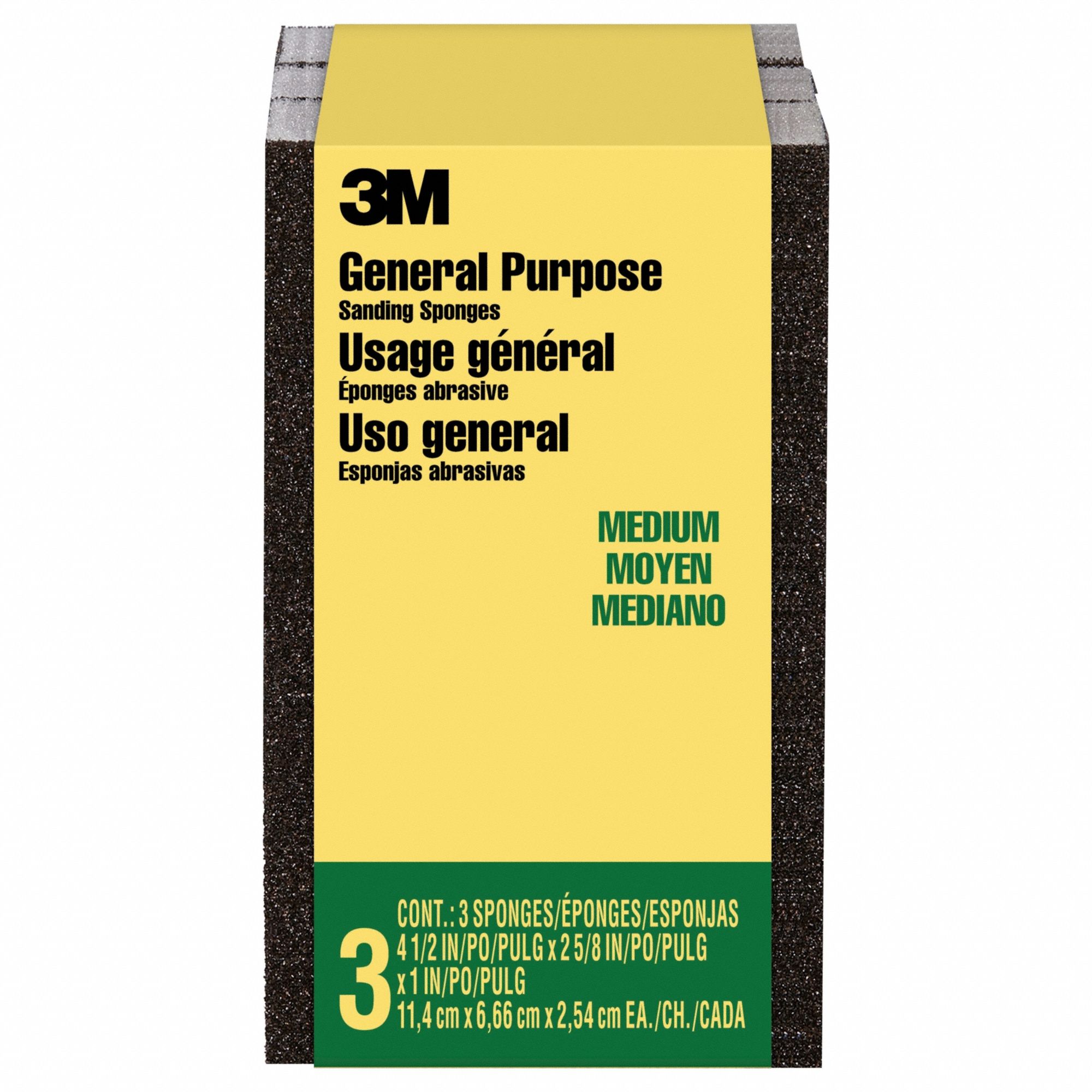 3M 2 5 8 In W X 4 1 2 In L X 1 In T Medium Sanding Sponge 804CR3