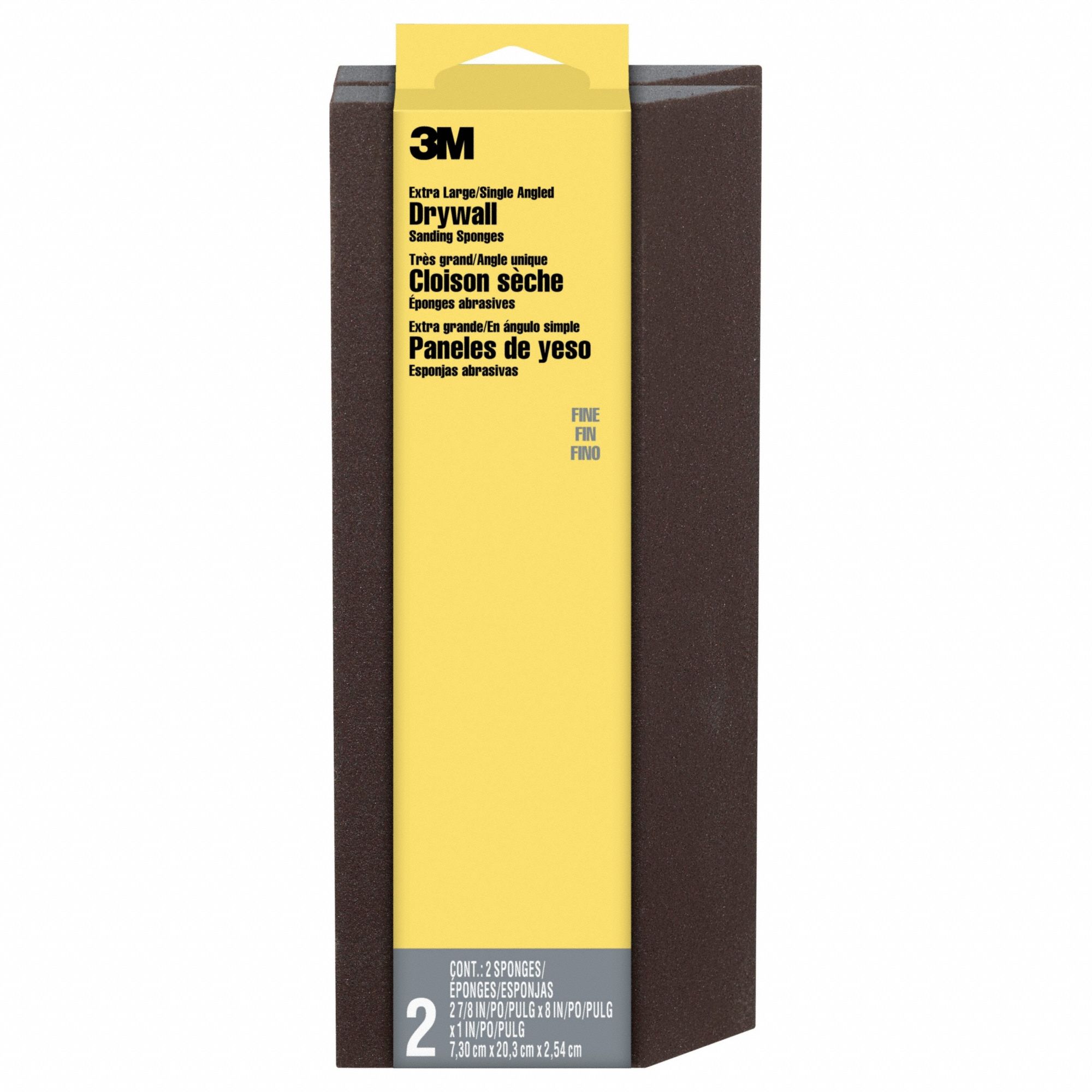 3M, 2 7/8 in W x 8 in L x 1 in T, Aluminum Oxide, Sanding Sponge ...