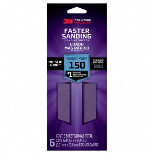 3M, 3 11/16 in W x 9 in L, Ceramic, Sanding Sheet - 818GX7|SHTR150-PGP ...