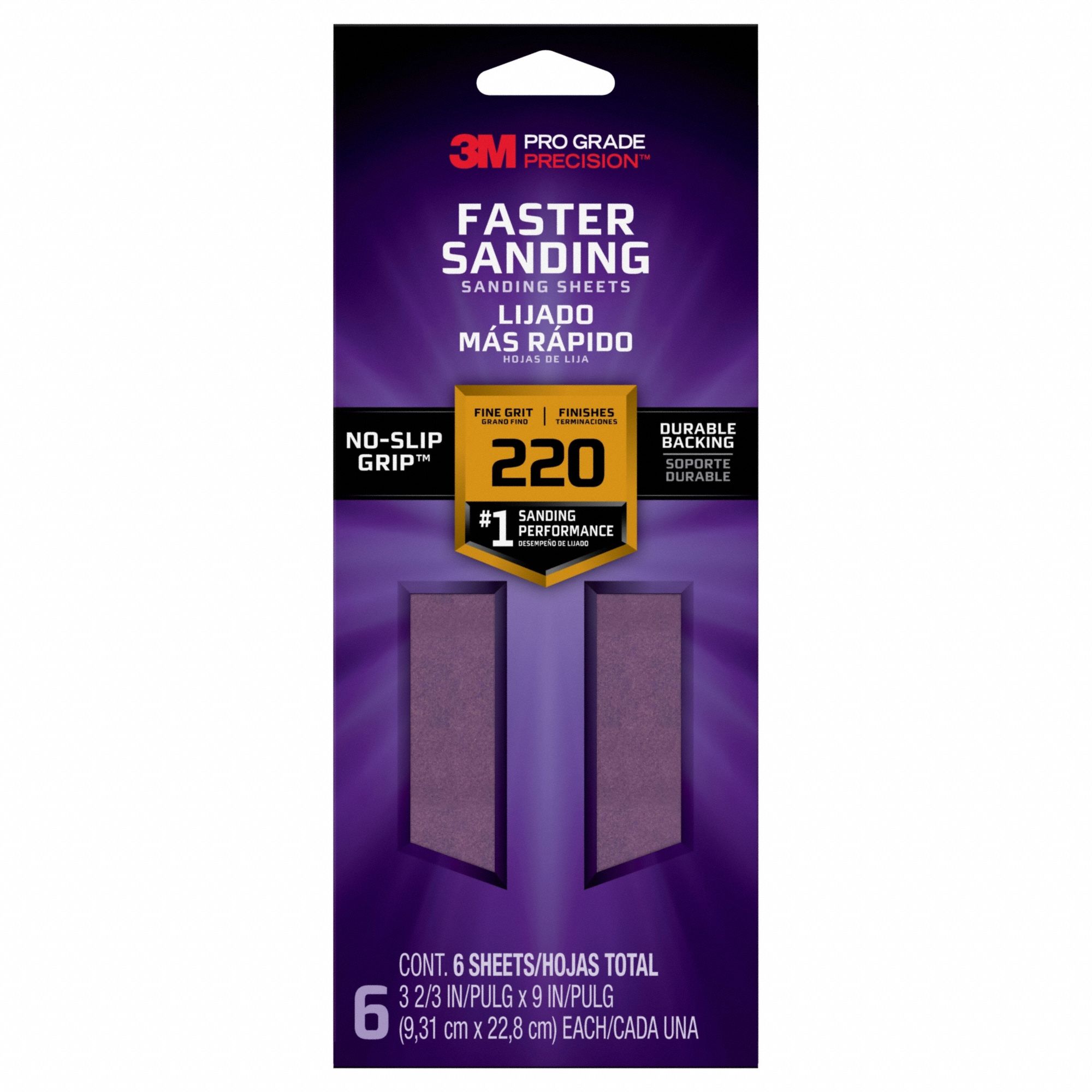 3M, 3 11/16 in W x 9 in L, Ceramic, Sanding Sheet - 818GY7|SHTR220-PGP ...