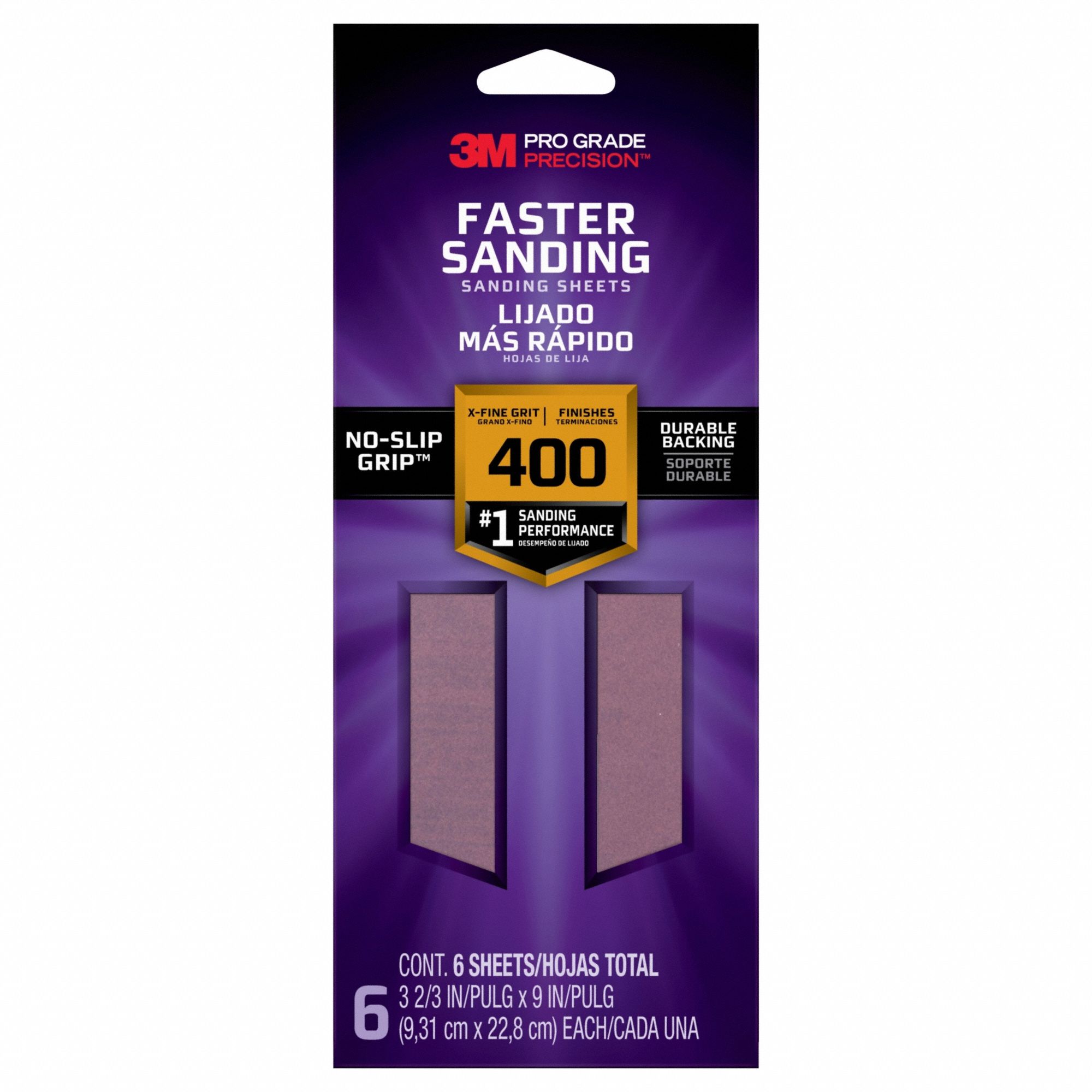 3M, 3 11/16 in W x 9 in L, Ceramic, Sanding Sheet - 818GX5|SHTR400-PGP ...