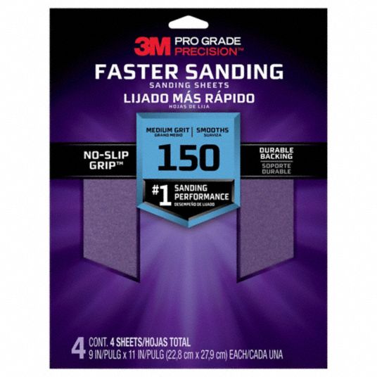 3M, 9 in W x 11 in L, Ceramic, Sandpaper Sheet - 804CU3|SHR150-PGP-4T ...