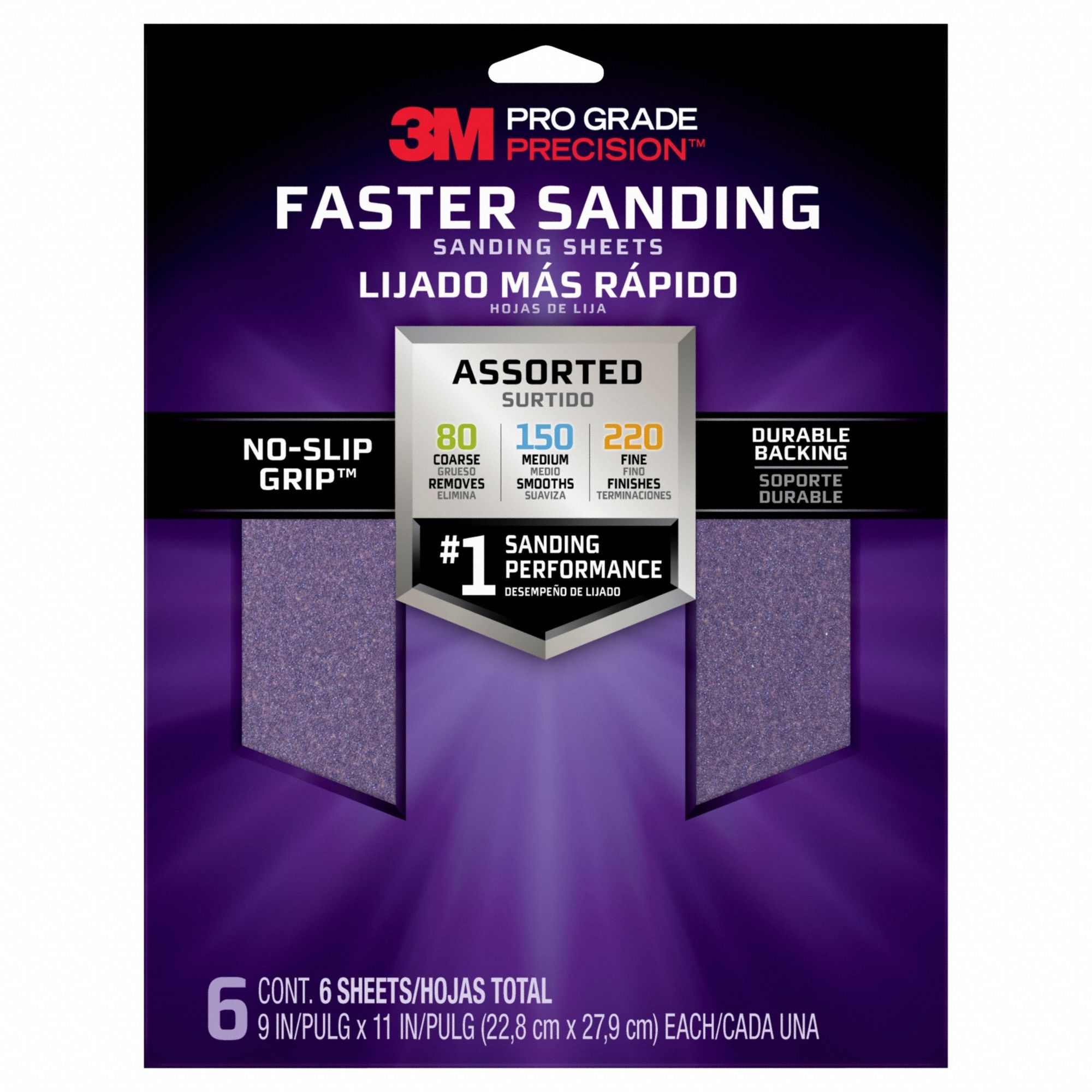 3M, 9 in W x 11 in L, Ceramic, Sandpaper Sheet - 804CU7|SHRASST-PGP-6T ...