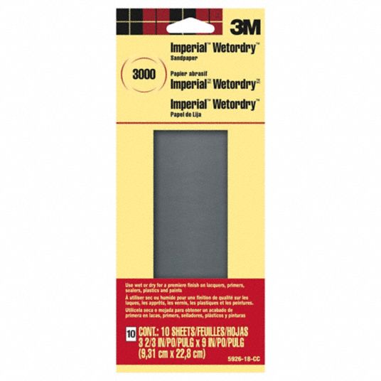 3M, 3 11/16 in W x 9 in L, Silicon Carbide, Sandpaper Sheet - 804CW2 ...