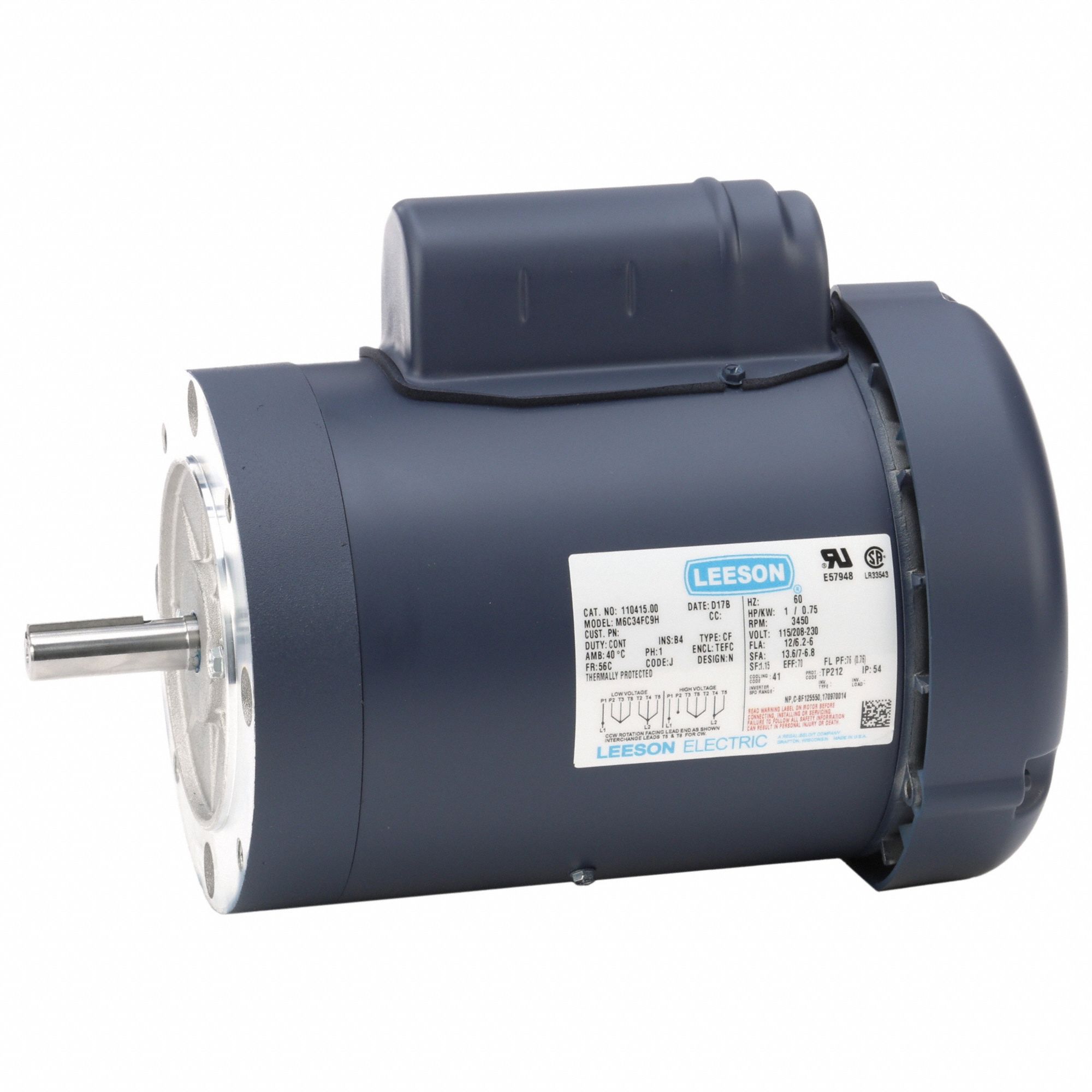 LEESON, Single Phase, 1 hp, General Purpose Motor - 807AP0|110415.00 ...