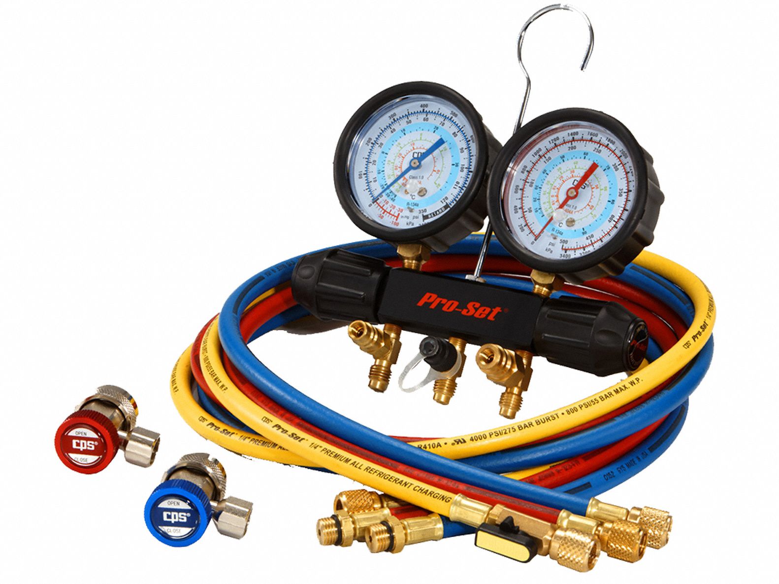 PRO-SET, Aluminum, 3 1/8 in Outside Dia, Manifold Gauge Set - 807N96 ...