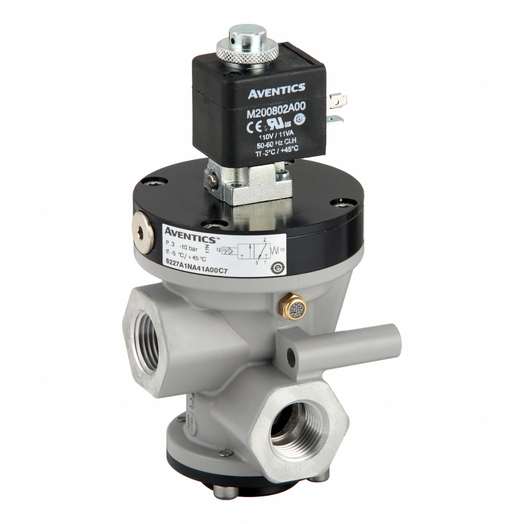 AVENTICS, Three-Way / Two-Position, Female 1/2 in NPT, Solenoid Air Control Valve - 807UV1 ...