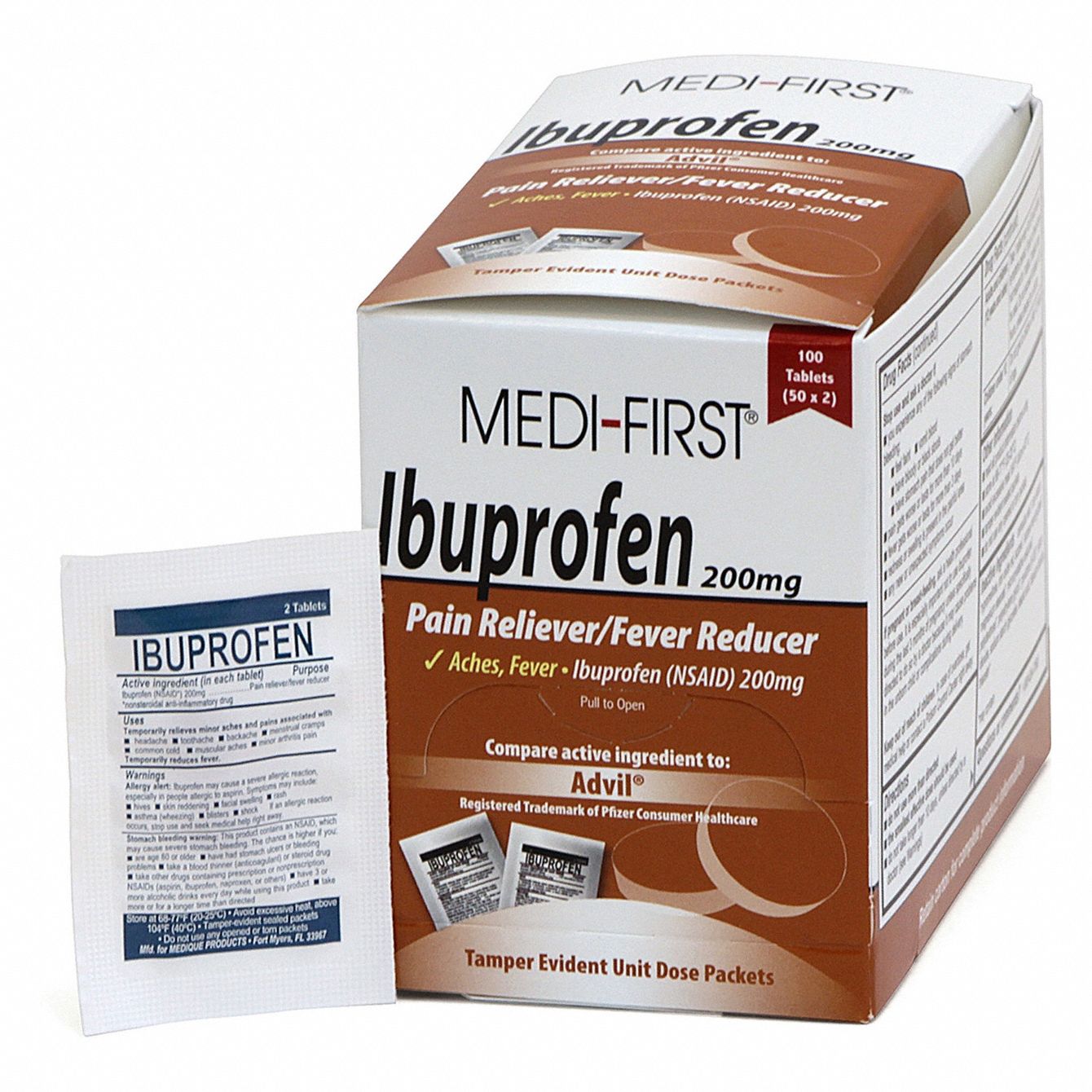 MEDI-FIRST, Ibuprofen, 200 mg, Pain Relief - 3NNW6|80833 - Grainger