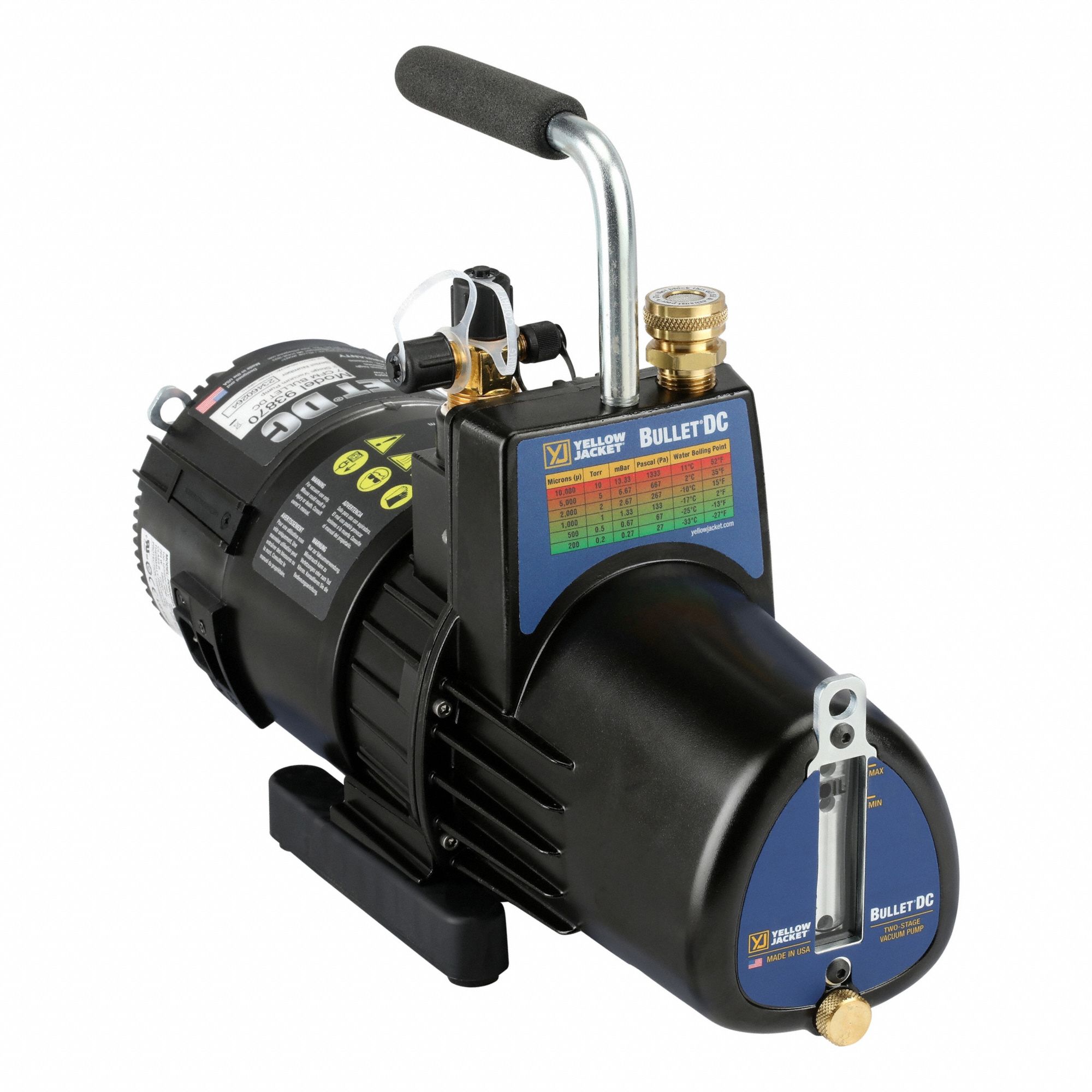 YELLOW JACKET, 7 cfm, 25 micron Ultimate Vacuum, Vacuum Pump - 809KE1 ...