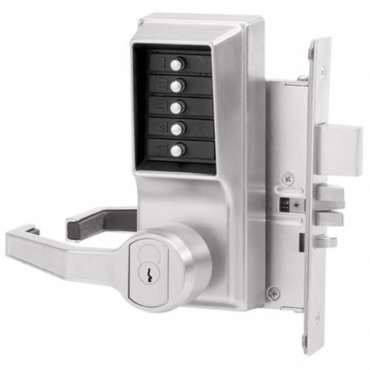 KABA SIMPLEX, ADA Compliant, Chrome, Mechanical Push Button Lockset ...