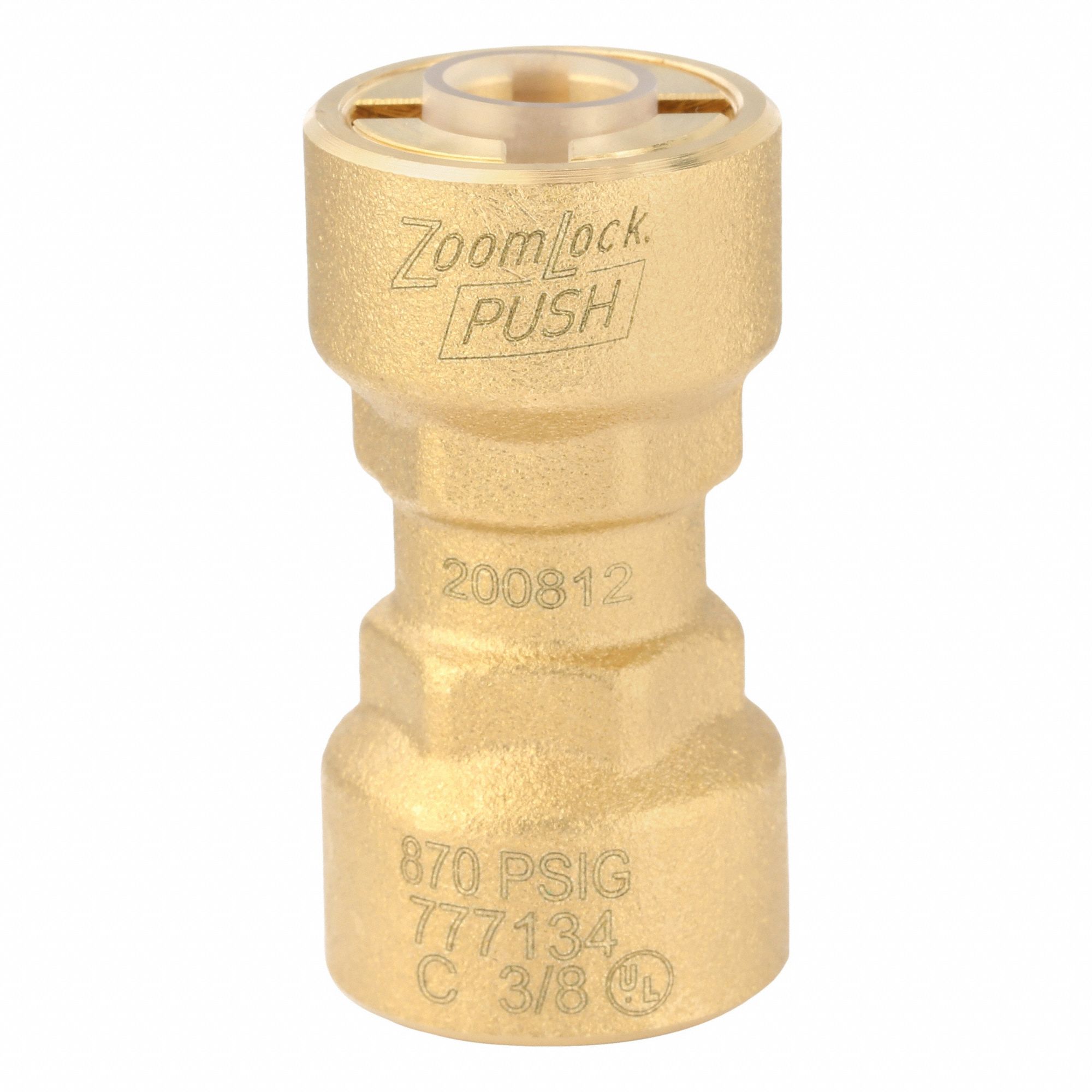 PARKER, 3/8 in OD x 3/8 in OD Size, Push-to-Connect x Push-to-Connect, Push-Fit Coupling Fitting ...