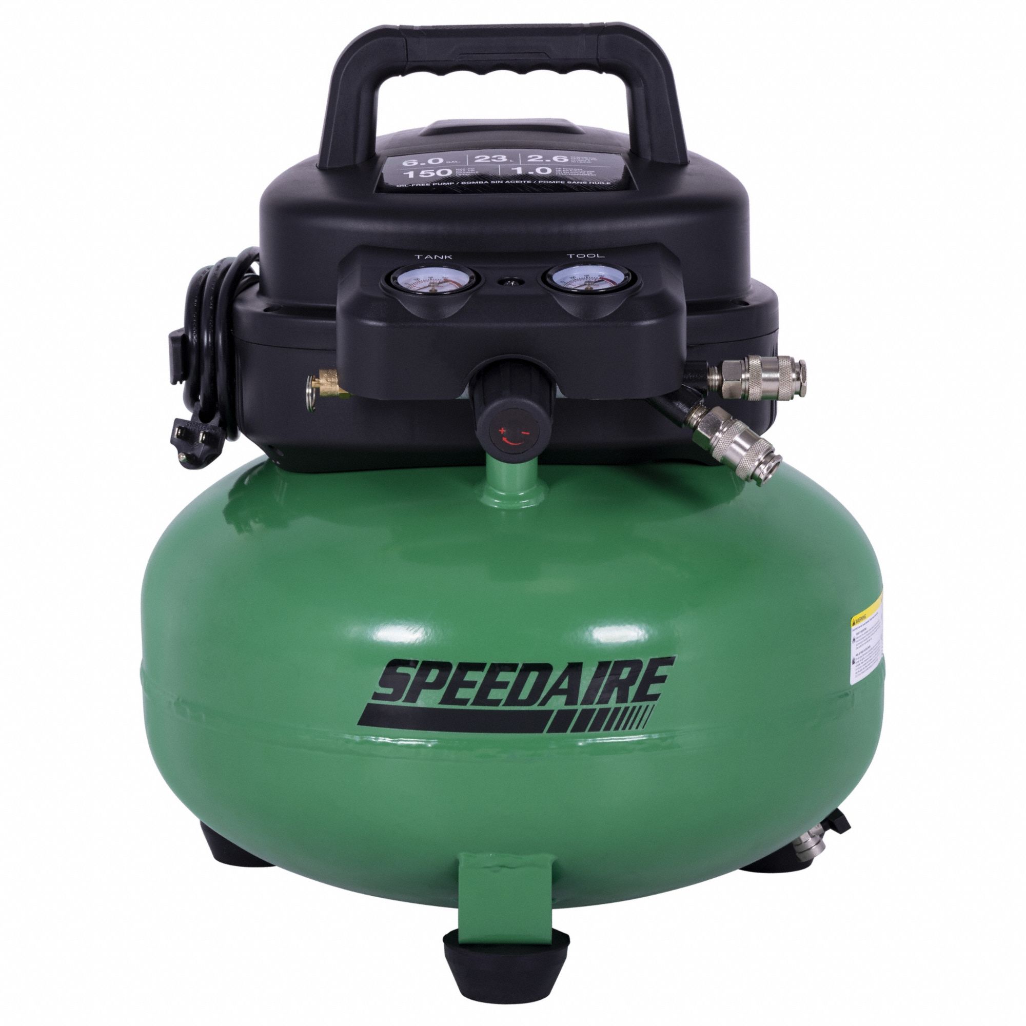 SPEEDAIRE Portable Air Compressor Oil Free 1HP 6 Gal Pancake 2.6CFM 90 PSI 120V AC 12.0 AMP. 810RA7 810RA7 Grainger