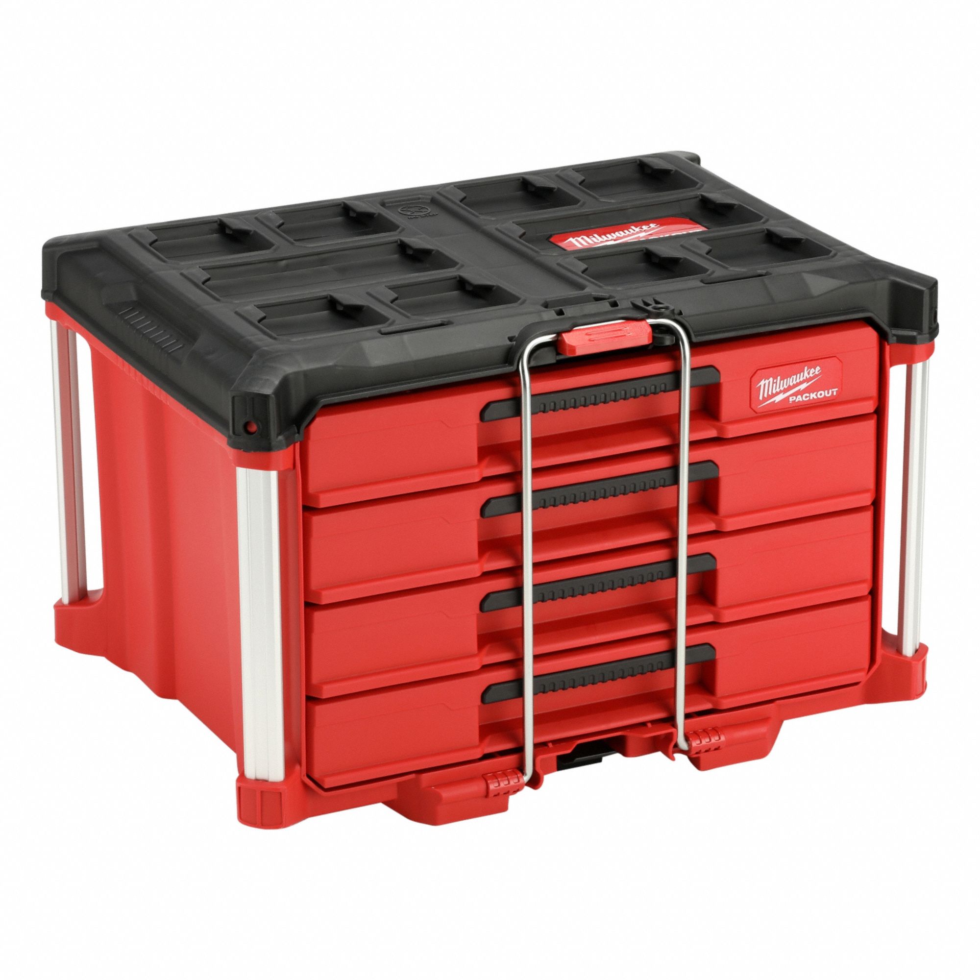 MILWAUKEE PACKOUT, Polypropylene, Black/Red, Tool Box - 810VE5|48-22 ...