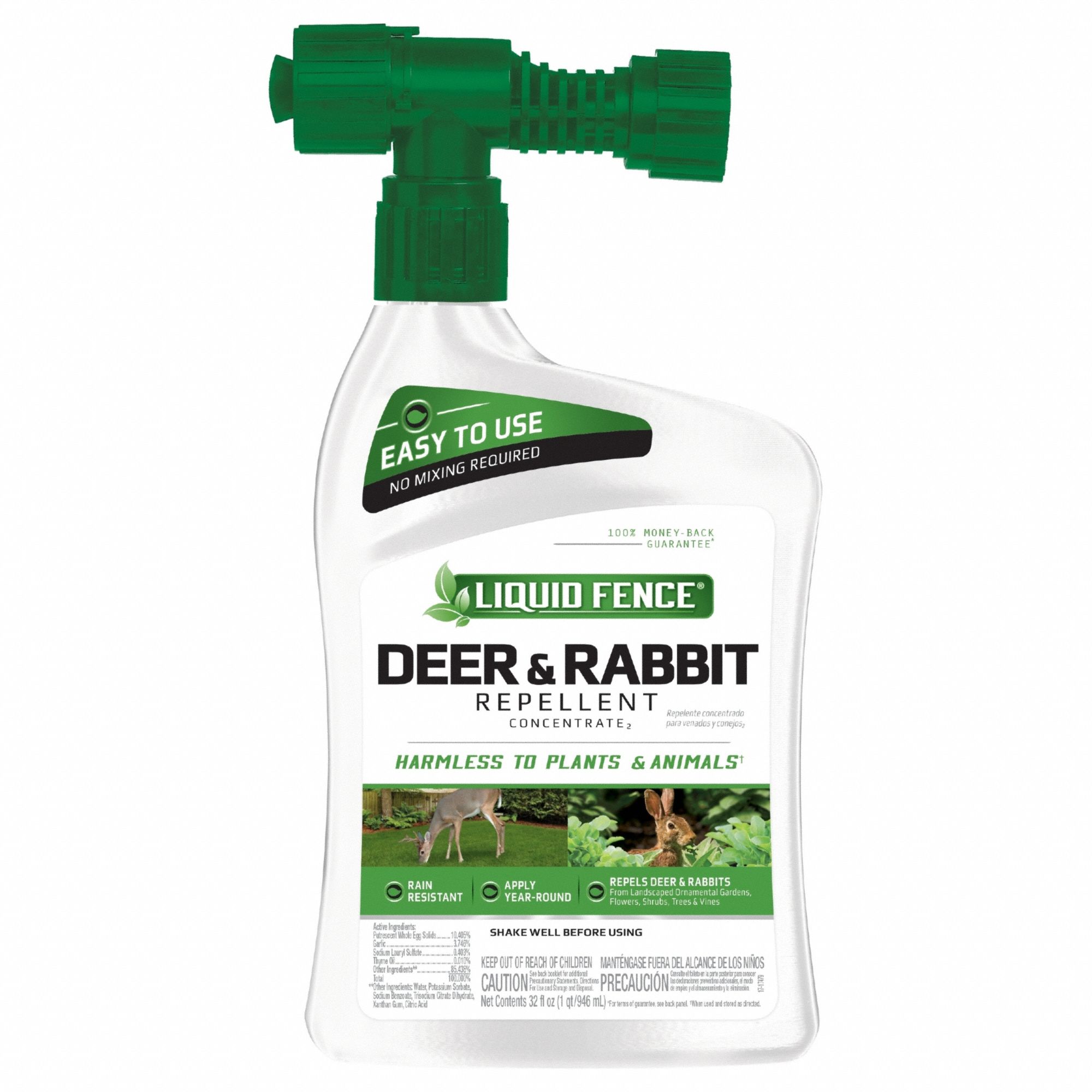 LIQUID FENCE, Targets Deer/Rabbits, 1,000 sq ft Coverage Area, Deer and ...