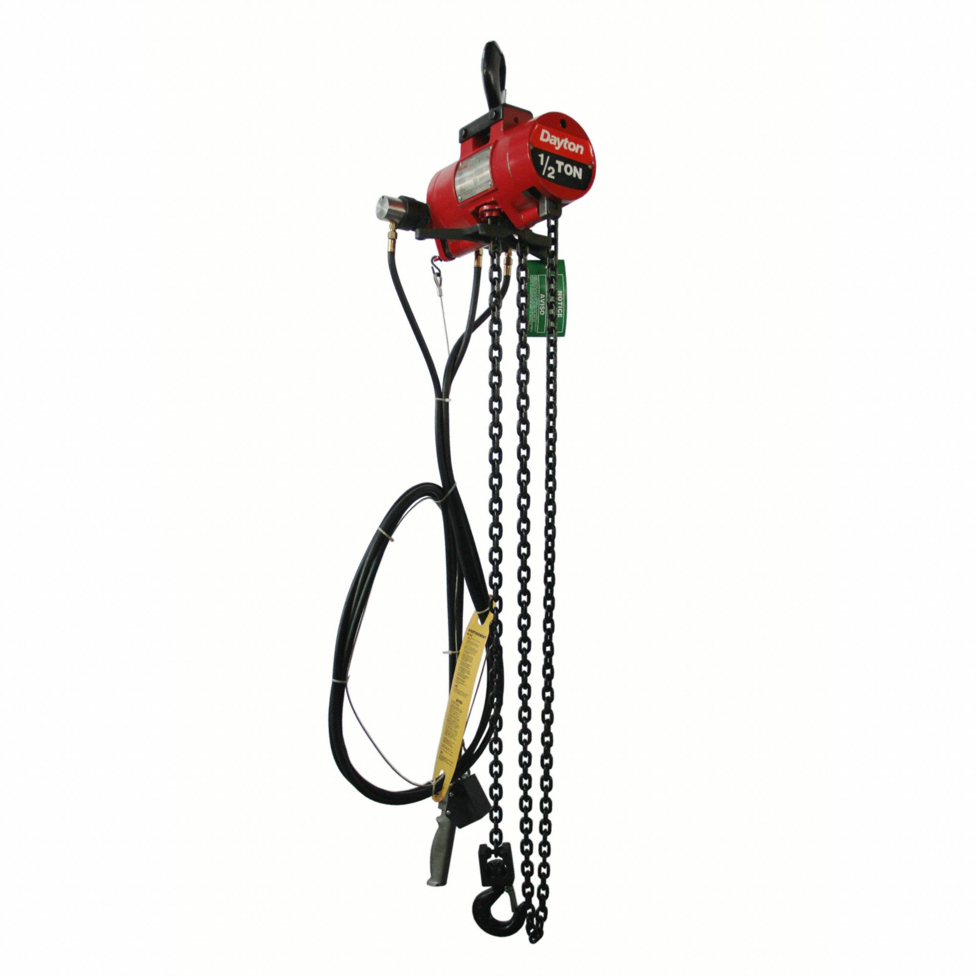 DAYTON, Hook Mounted - No Trolley, 1,000 lb Lifting Capacity, Air Chain Hoist - 816YH9|816YH9 ...