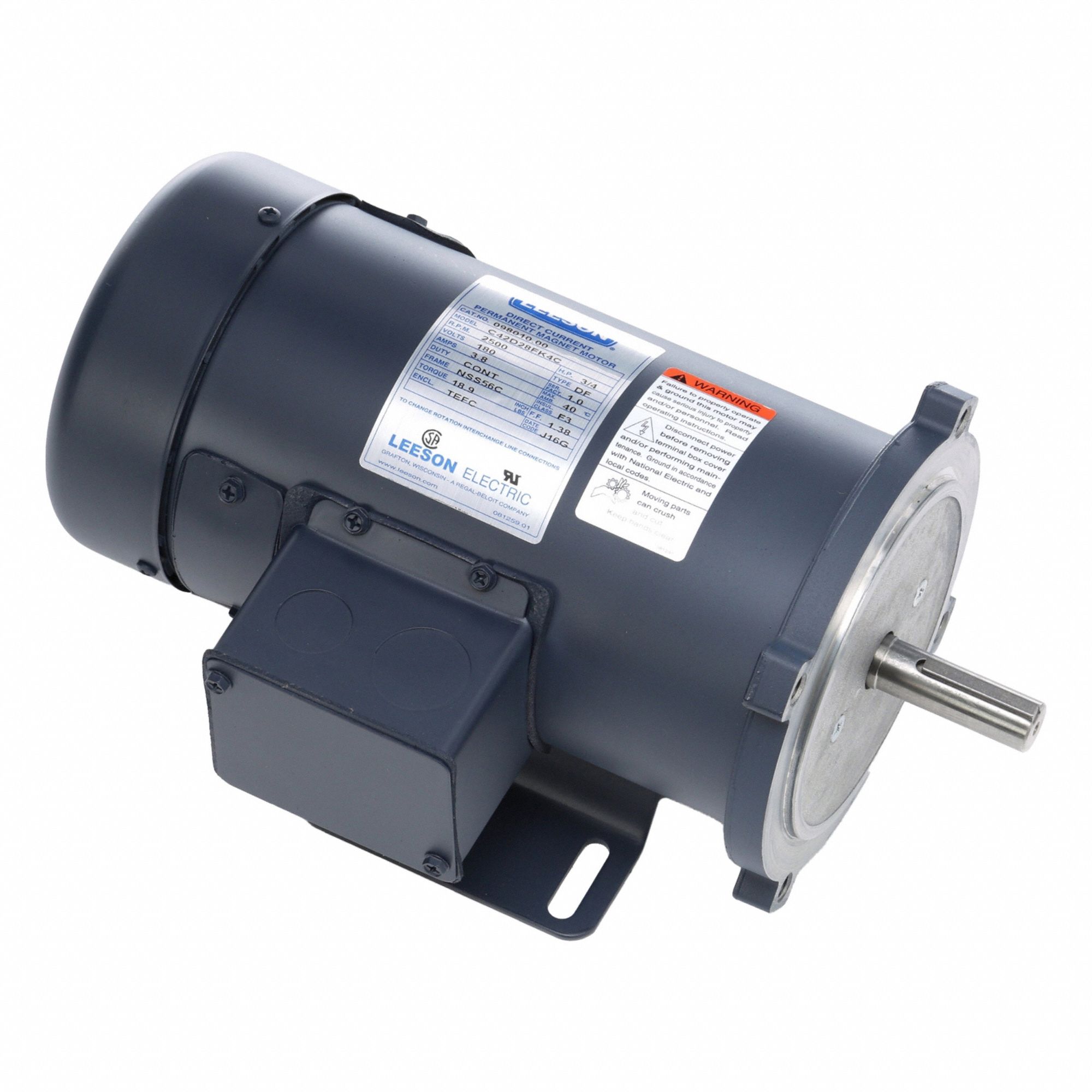 LEESON, 3/4 HP, 2,500 Nameplate RPM, DC Permanent Magnet Motor - 820GV1 ...